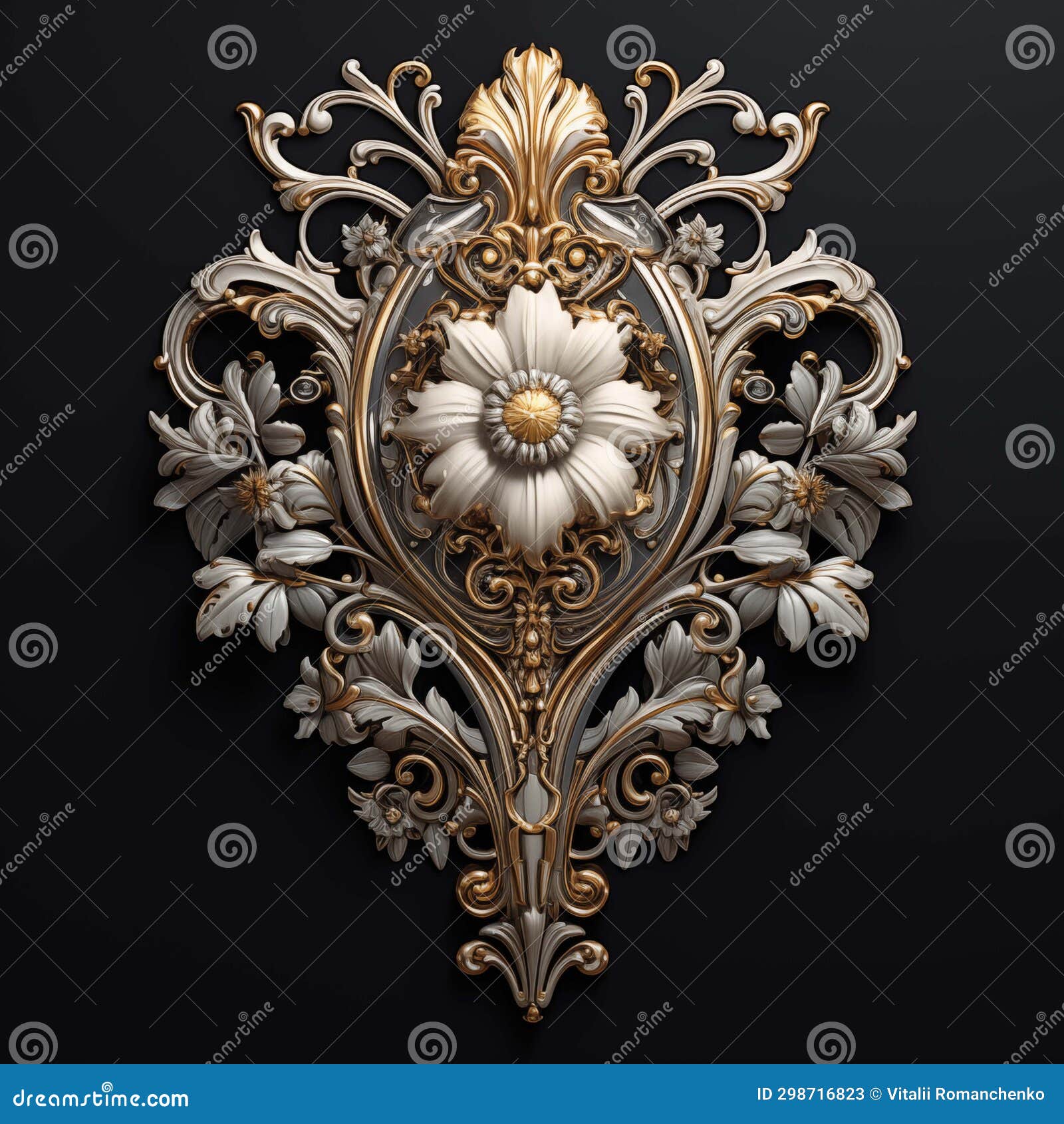 Elegant Heraldic Vignette in Gothic Style. Luxurious Foliage Patterns ...