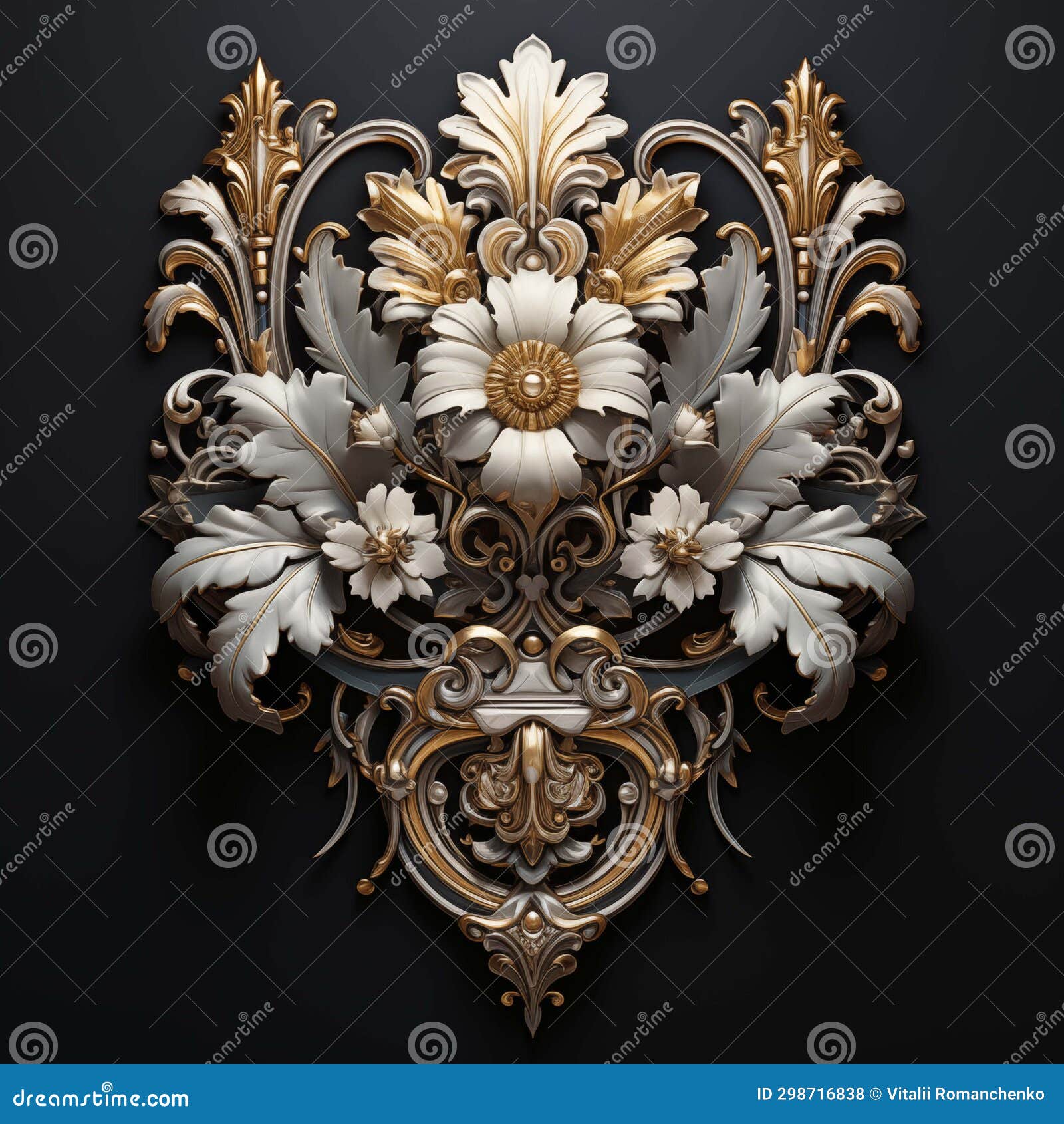 Elegant Heraldic Vignette in Gothic Style. Luxurious Foliage Patterns ...