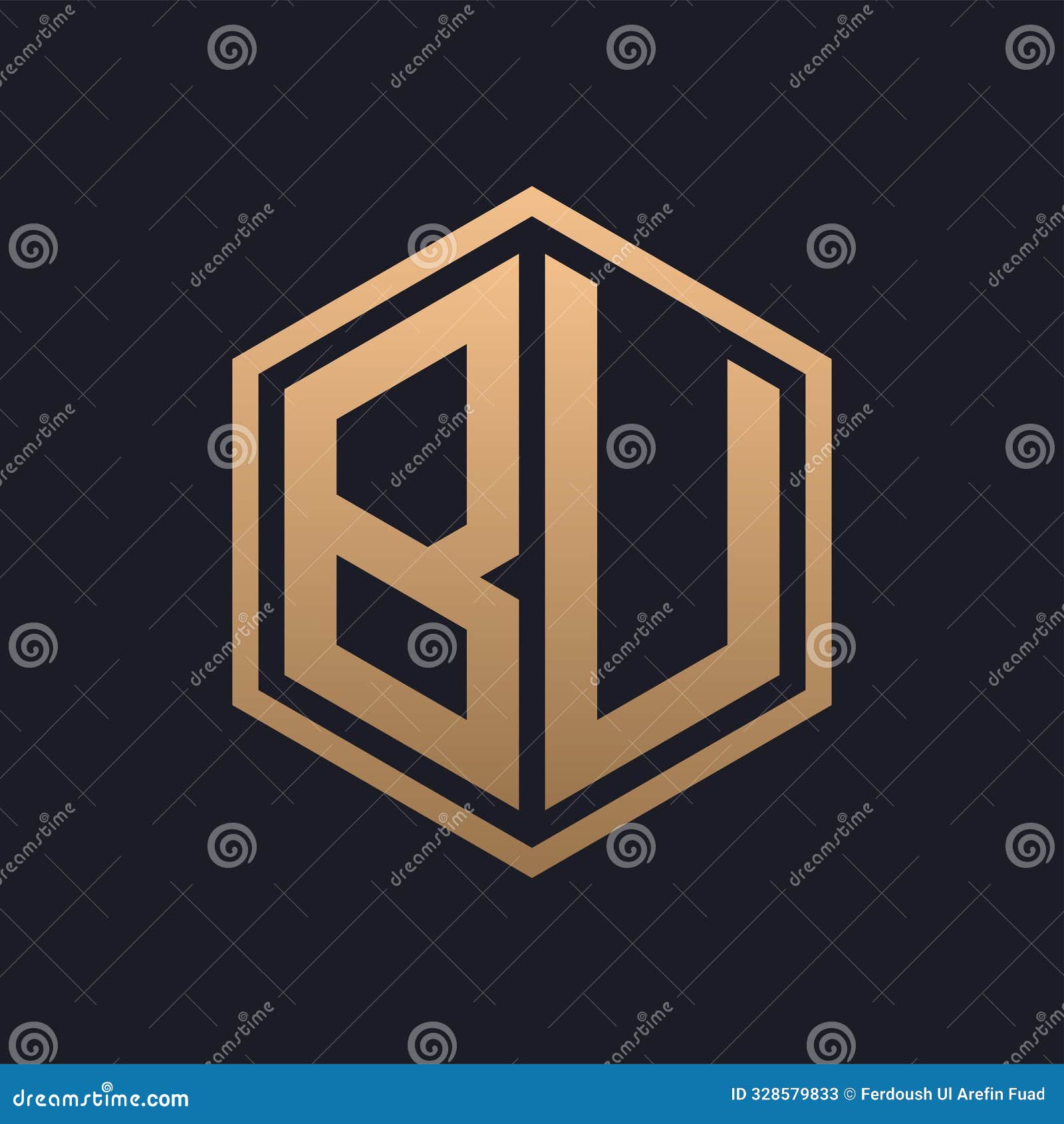 Elegant Hexagon Letter BU Logo Design. Initial Luxurious BU Logo ...