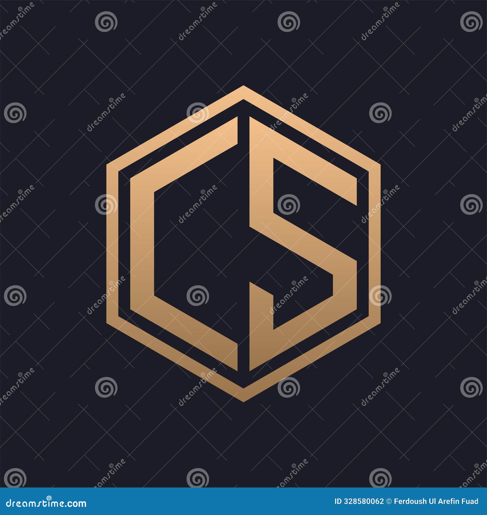 Elegant Hexagon Letter CS Logo Design. Initial Luxurious CS Logo ...