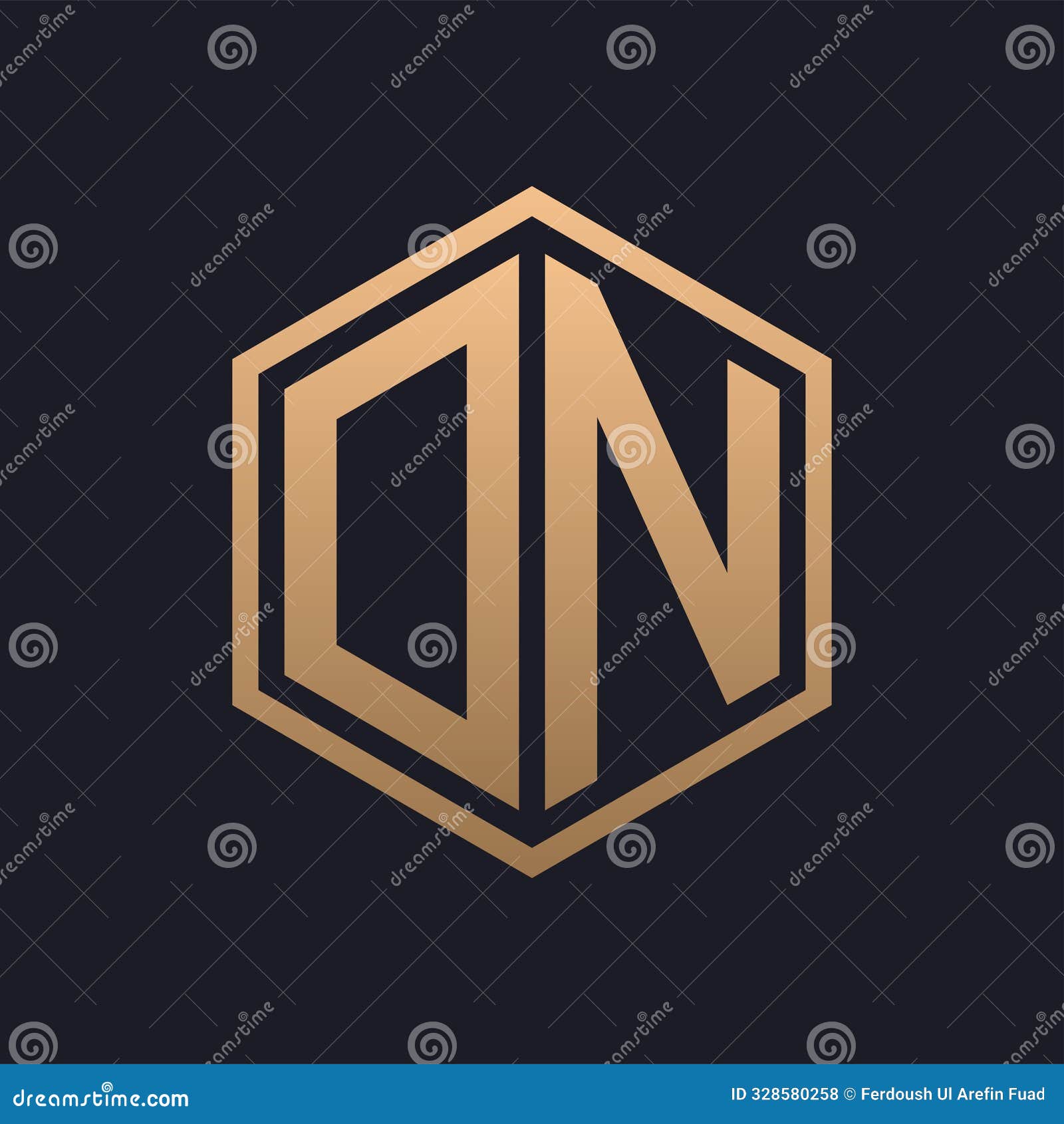 Elegant Hexagon Letter DN Logo Design. Initial Luxurious DN Logo ...