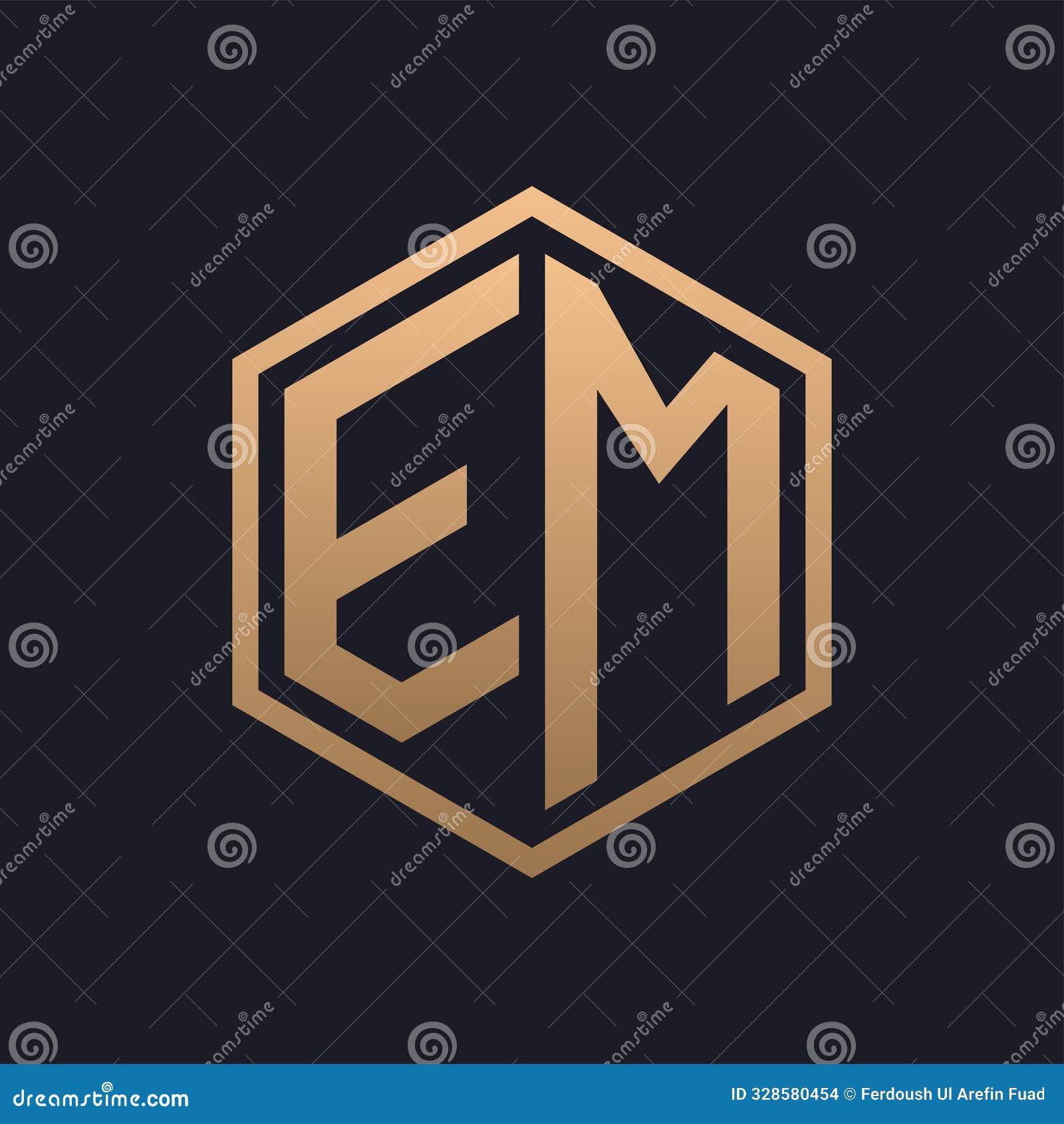 Elegant Hexagon Letter EM Logo Design. Initial Luxurious EM Logo ...