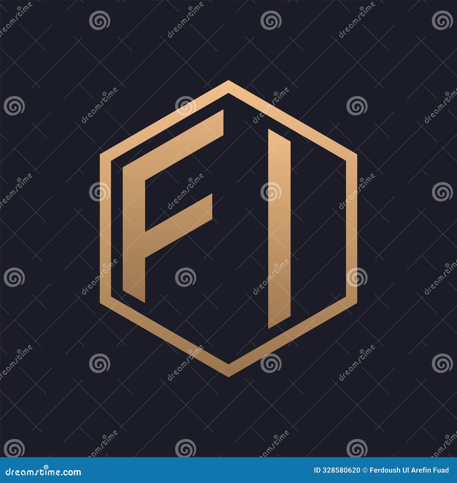 Elegant Hexagon Letter FI Logo Design. Initial Luxurious FI Logo ...