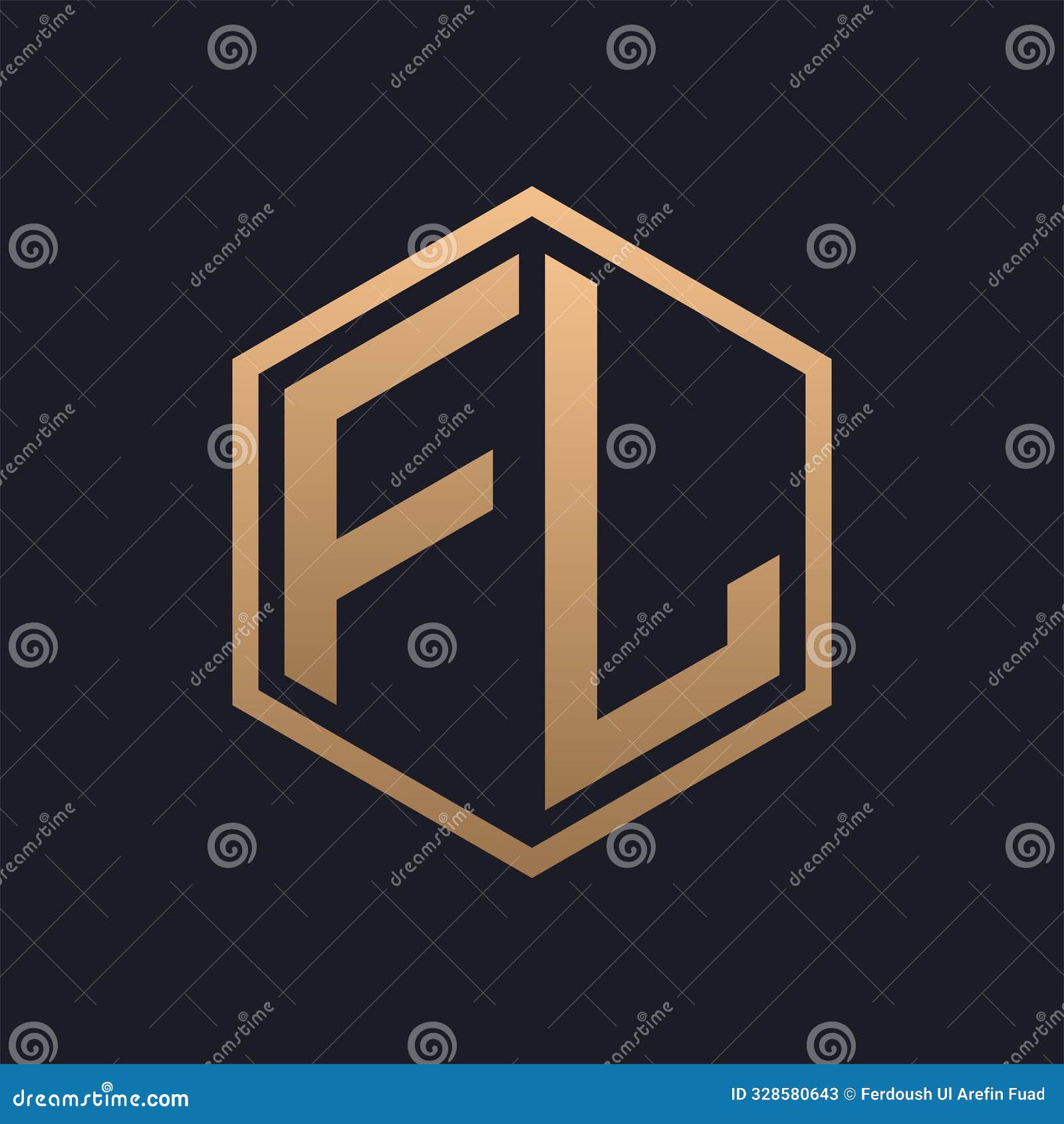Elegant Hexagon Letter FL Logo Design. Initial Luxurious FL Logo ...