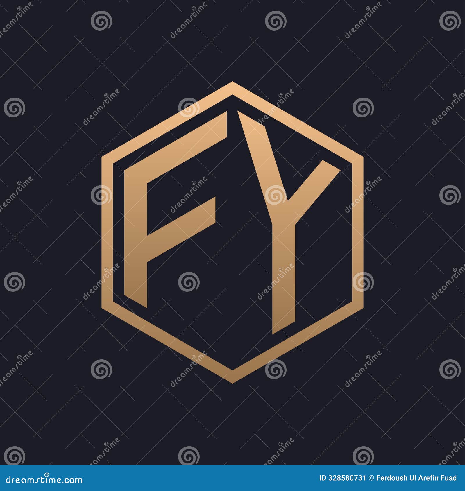 Elegant Hexagon Letter FY Logo Design. Initial Luxurious FY Logo ...
