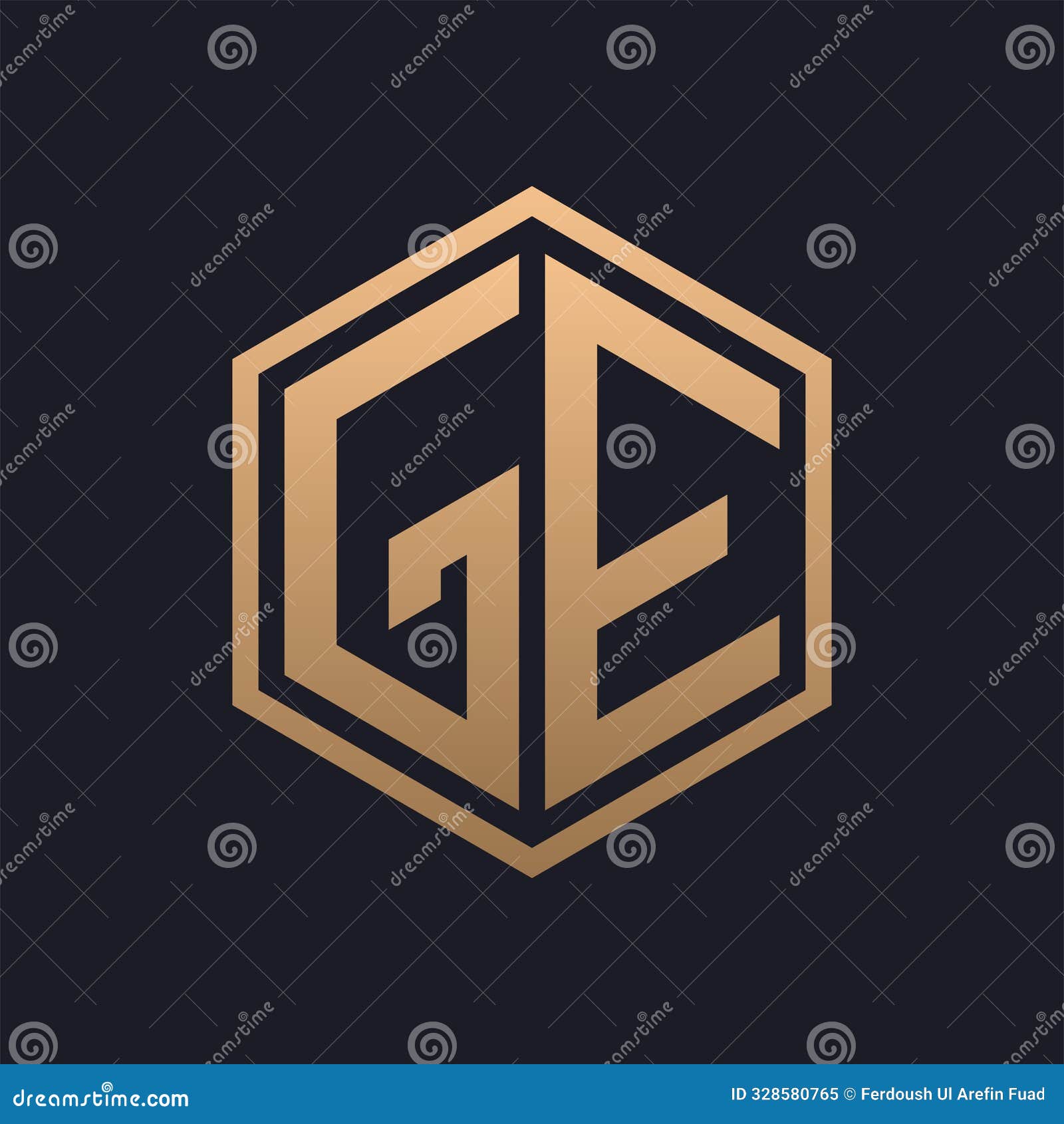 Elegant Hexagon Letter GE Logo Design. Initial Luxurious GE Logo ...