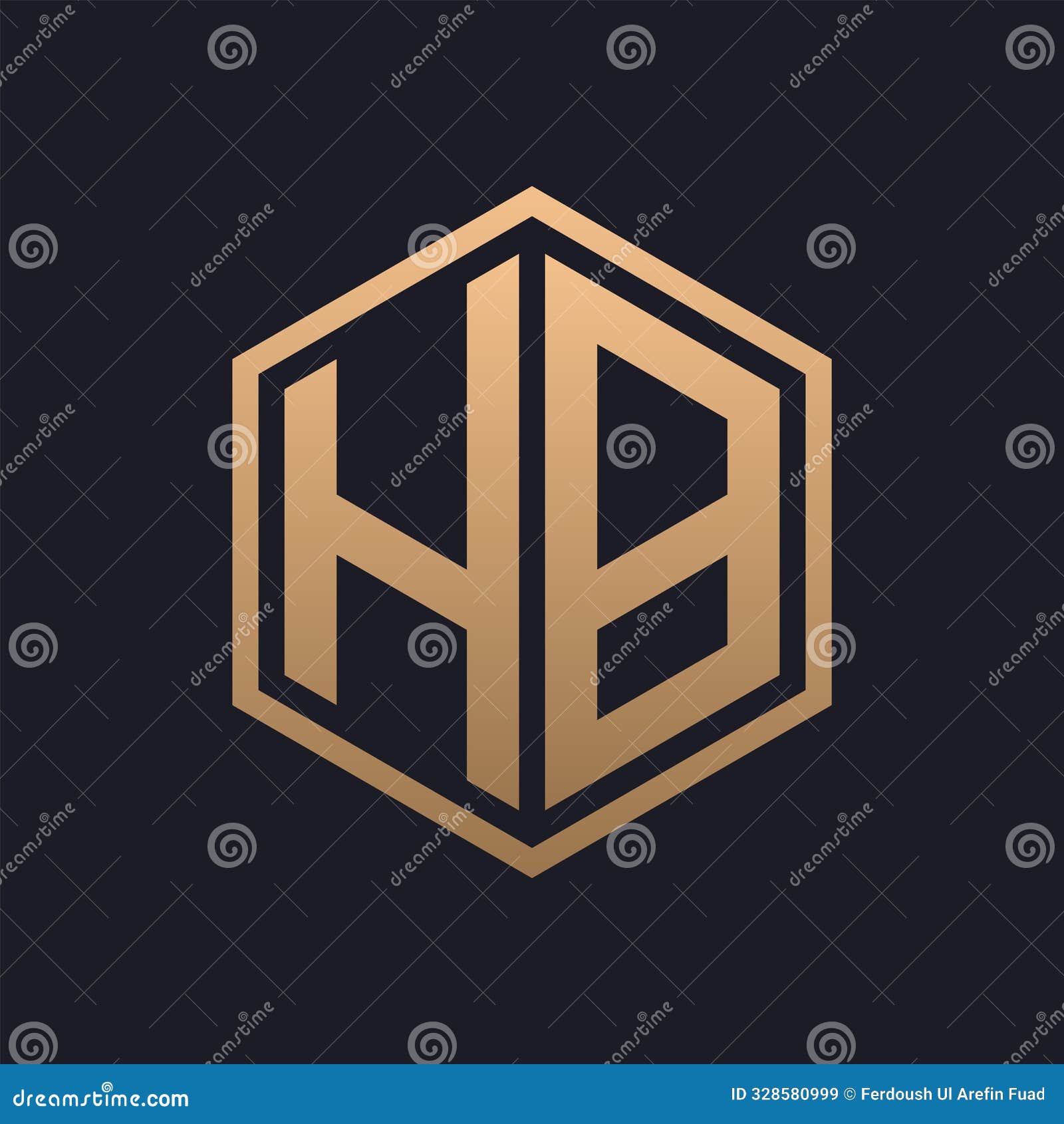 Elegant Hexagon Letter HB Logo Design. Initial Luxurious HB Logo ...