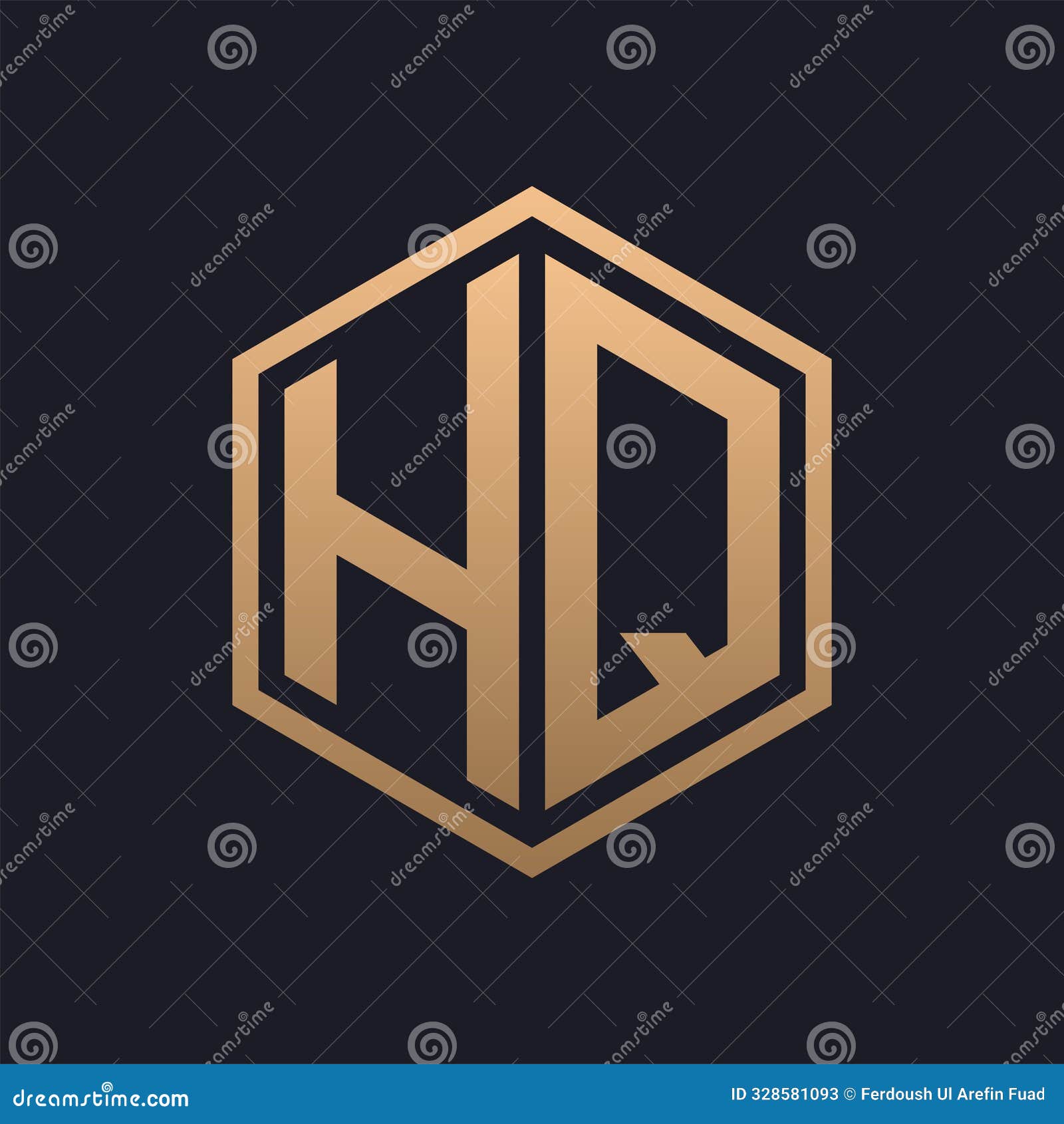 Elegant Hexagon Letter HQ Logo Design. Initial Luxurious HQ Logo ...