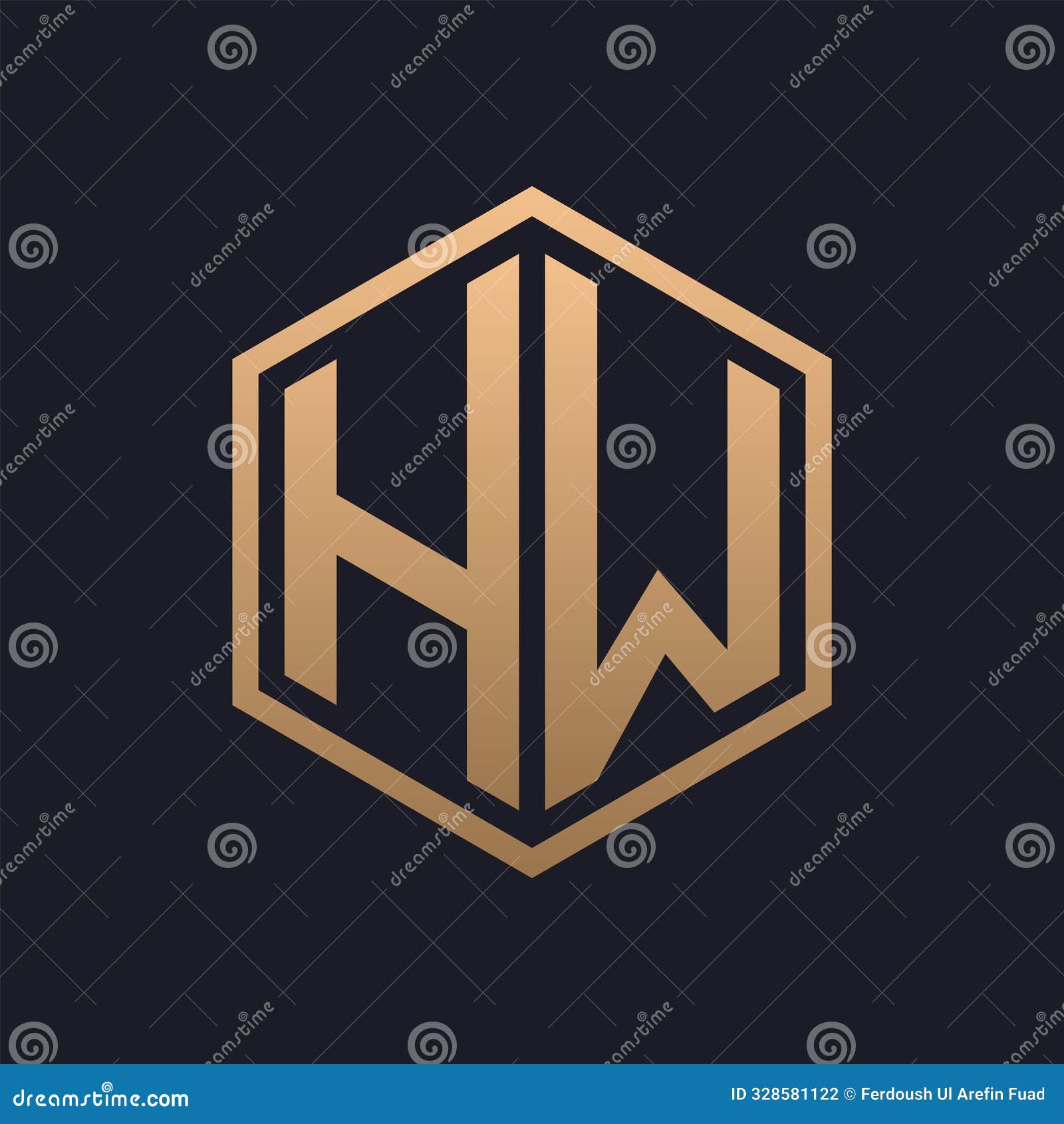 Elegant Hexagon Letter HW Logo Design. Initial Luxurious HW Logo ...