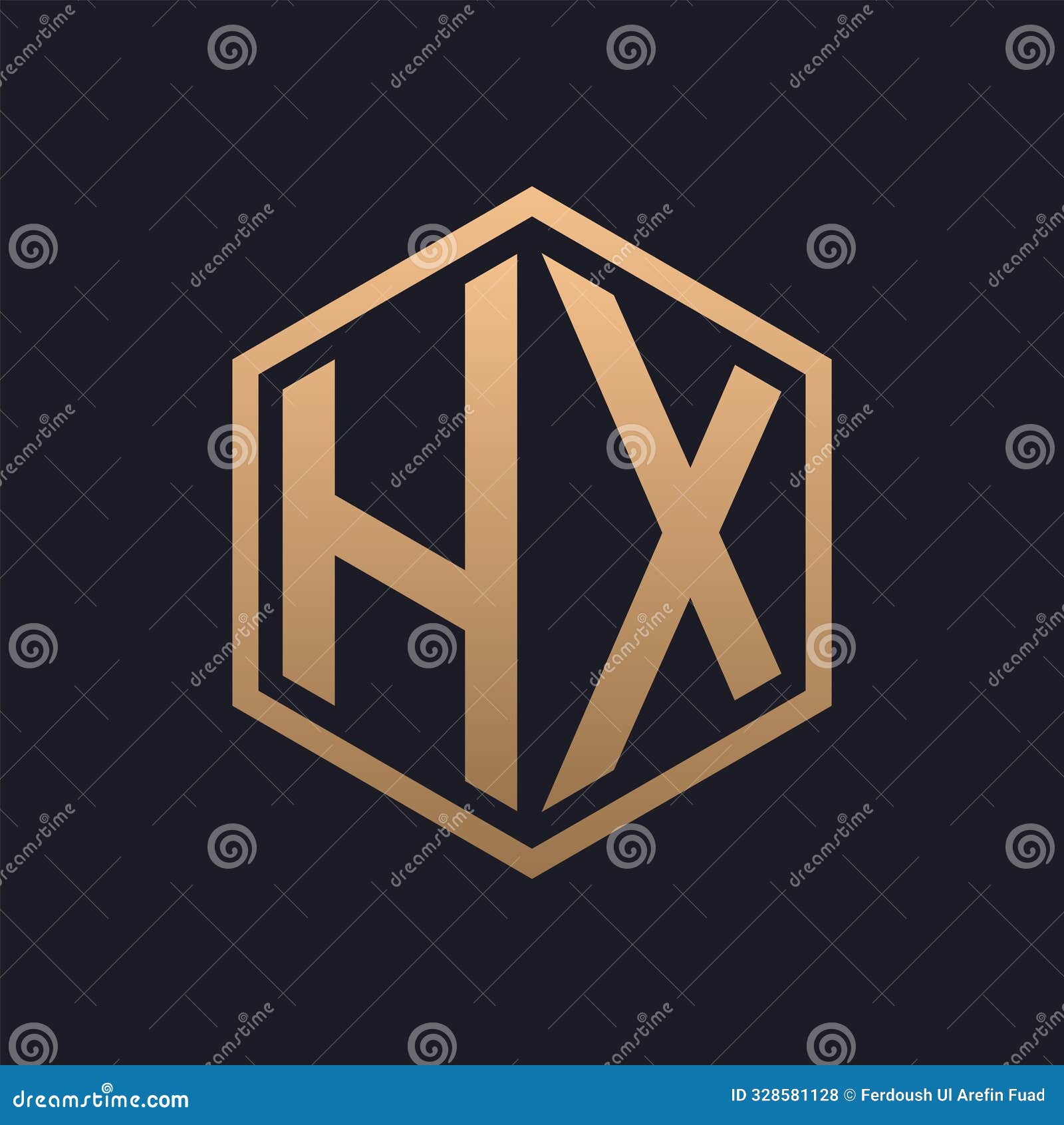 Elegant Hexagon Letter HX Logo Design. Initial Luxurious HX Logo ...