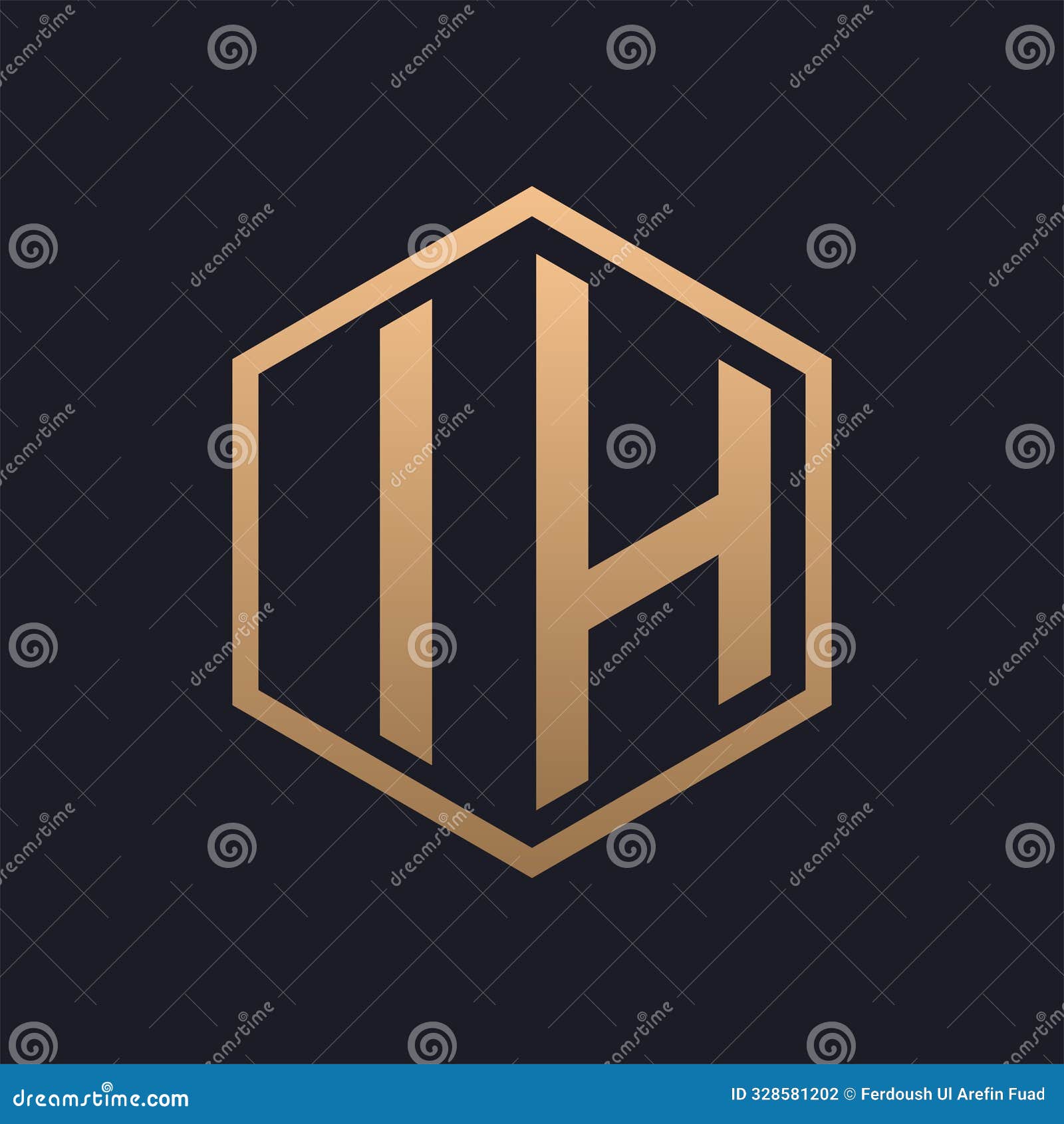 Elegant Hexagon Letter IH Logo Design. Initial Luxurious IH Logo ...