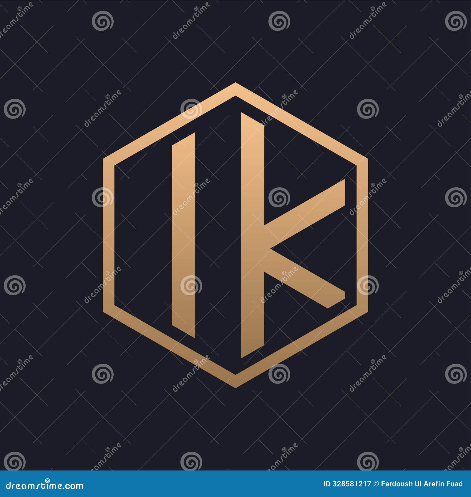 Elegant Hexagon Letter IK Logo Design. Initial Luxurious IK Logo ...