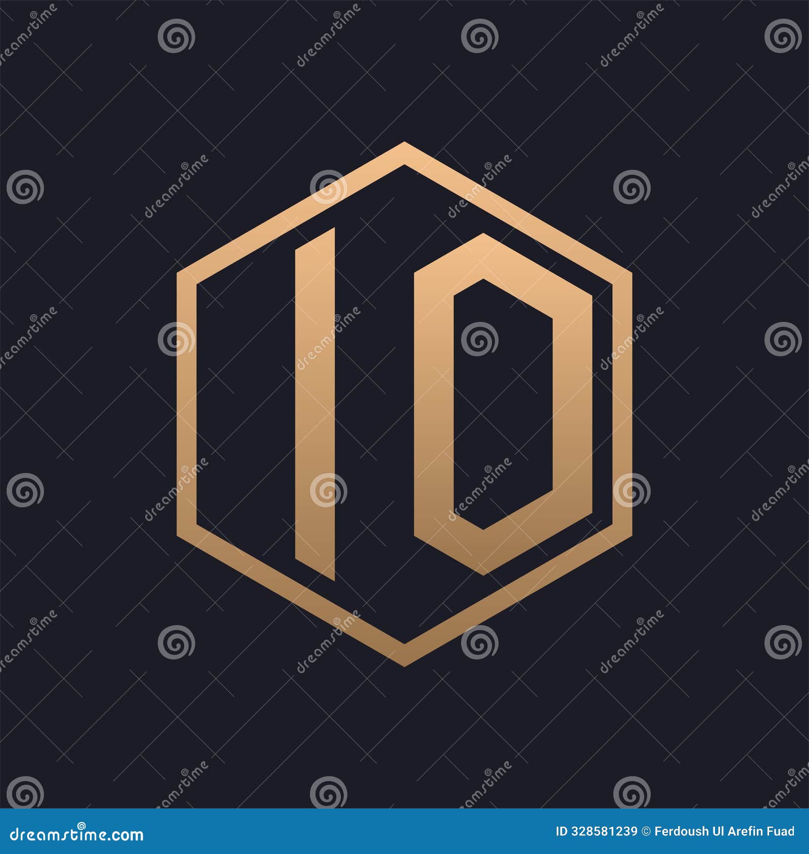 Elegant Hexagon Letter IO Logo Design. Initial Luxurious IO Logo ...