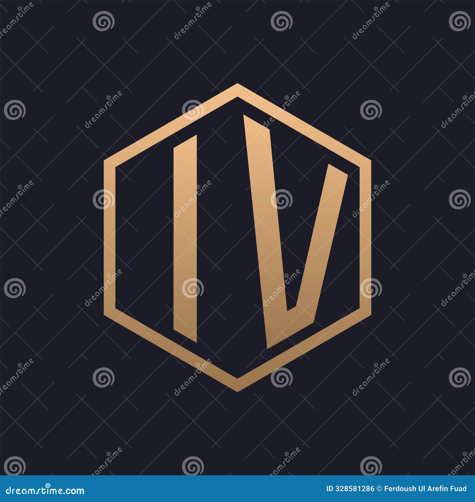 Elegant Hexagon Letter IV Logo Design. Initial Luxurious IV Logo ...