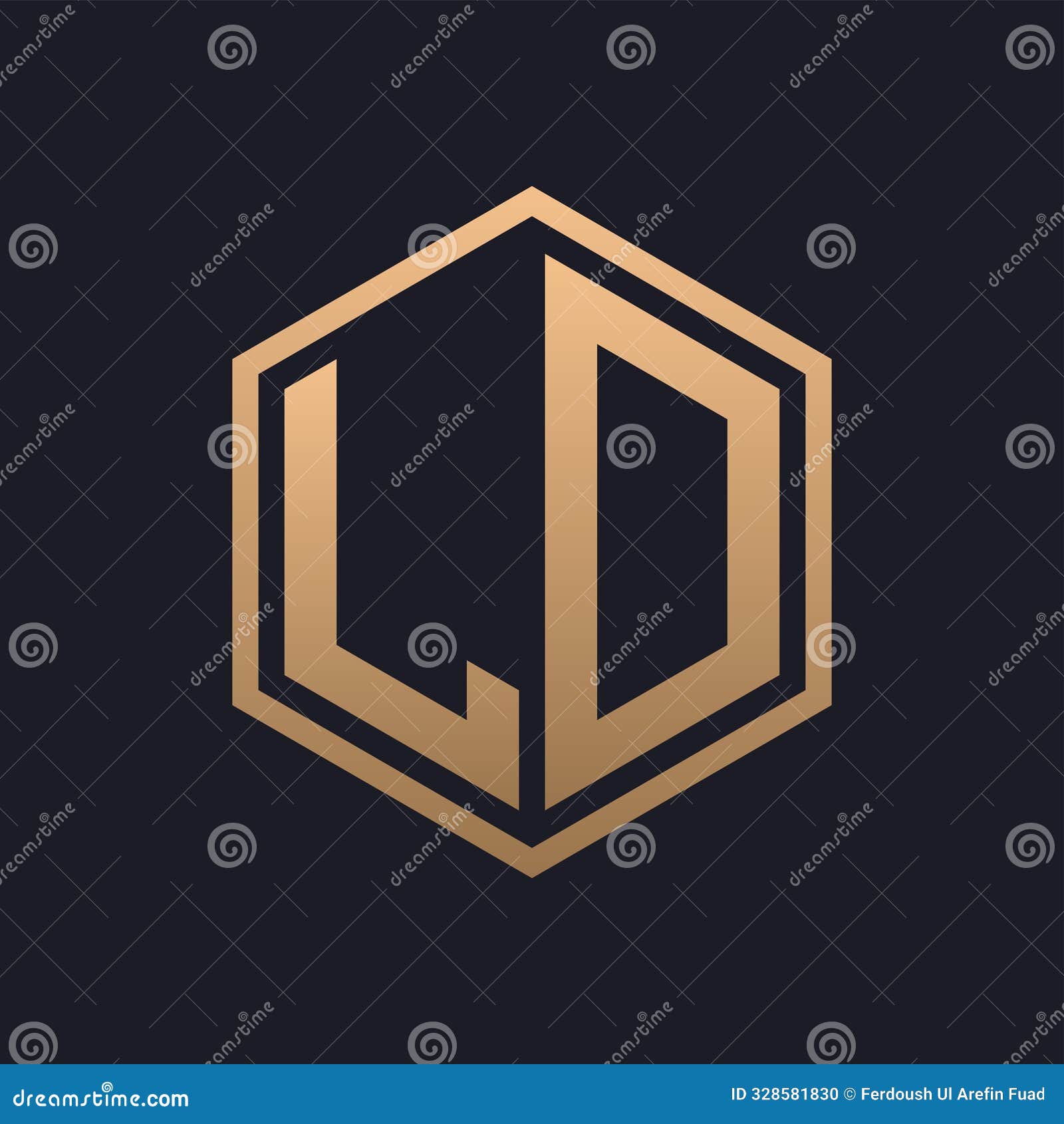 Elegant Hexagon Letter LD Logo Design. Initial Luxurious LD Logo ...