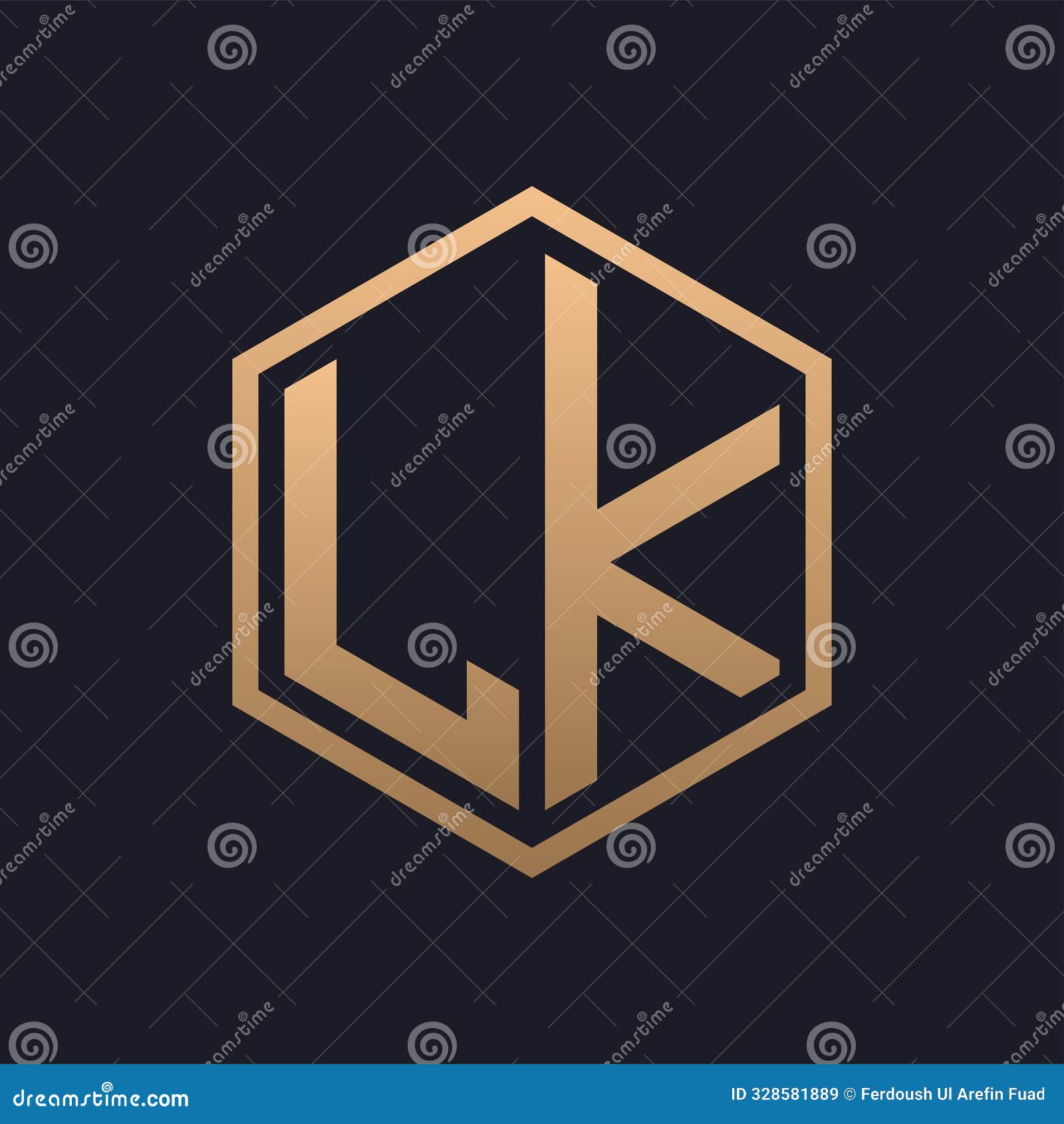 Elegant Hexagon Letter LK Logo Design. Initial Luxurious LK Logo ...