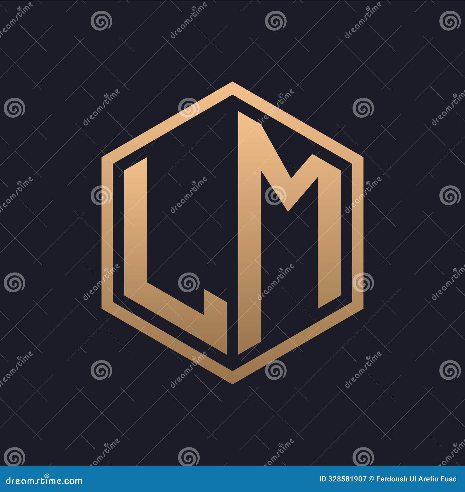 Elegant Hexagon Letter LM Logo Design. Initial Luxurious LM Logo ...