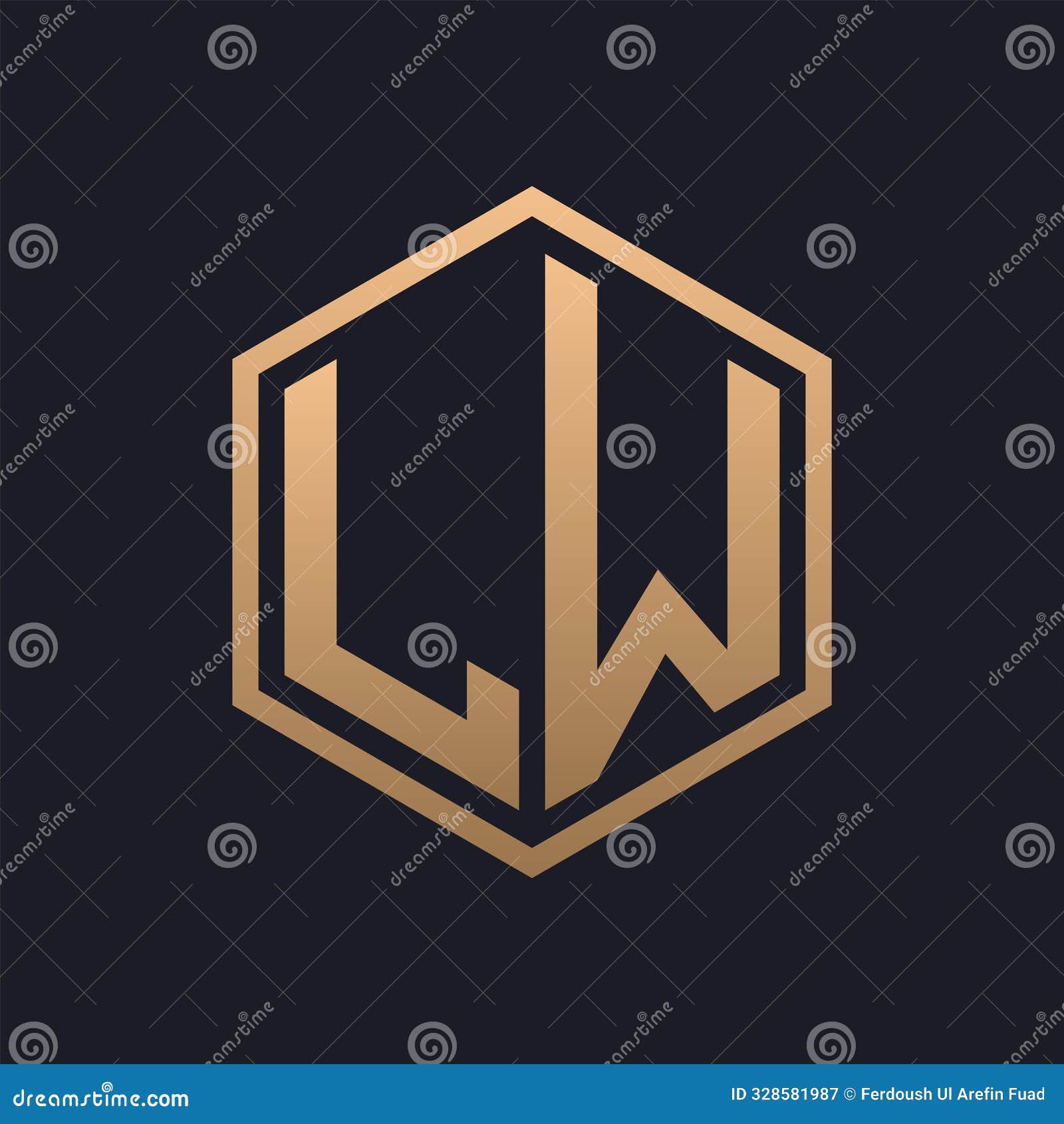 Elegant Hexagon Letter LW Logo Design. Initial Luxurious LW Logo ...