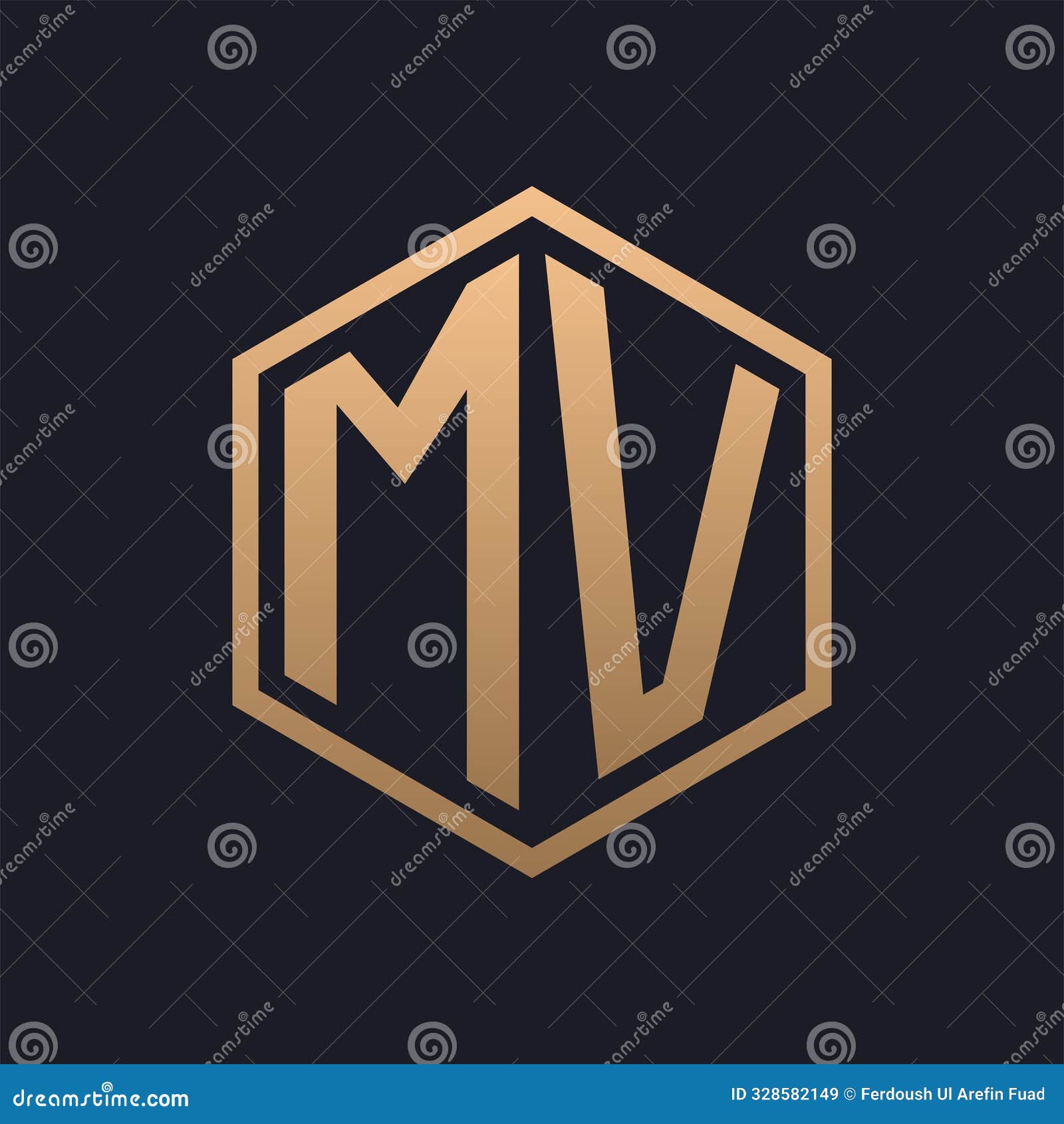 Elegant Hexagon Letter MV Logo Design. Initial Luxurious MV Logo ...