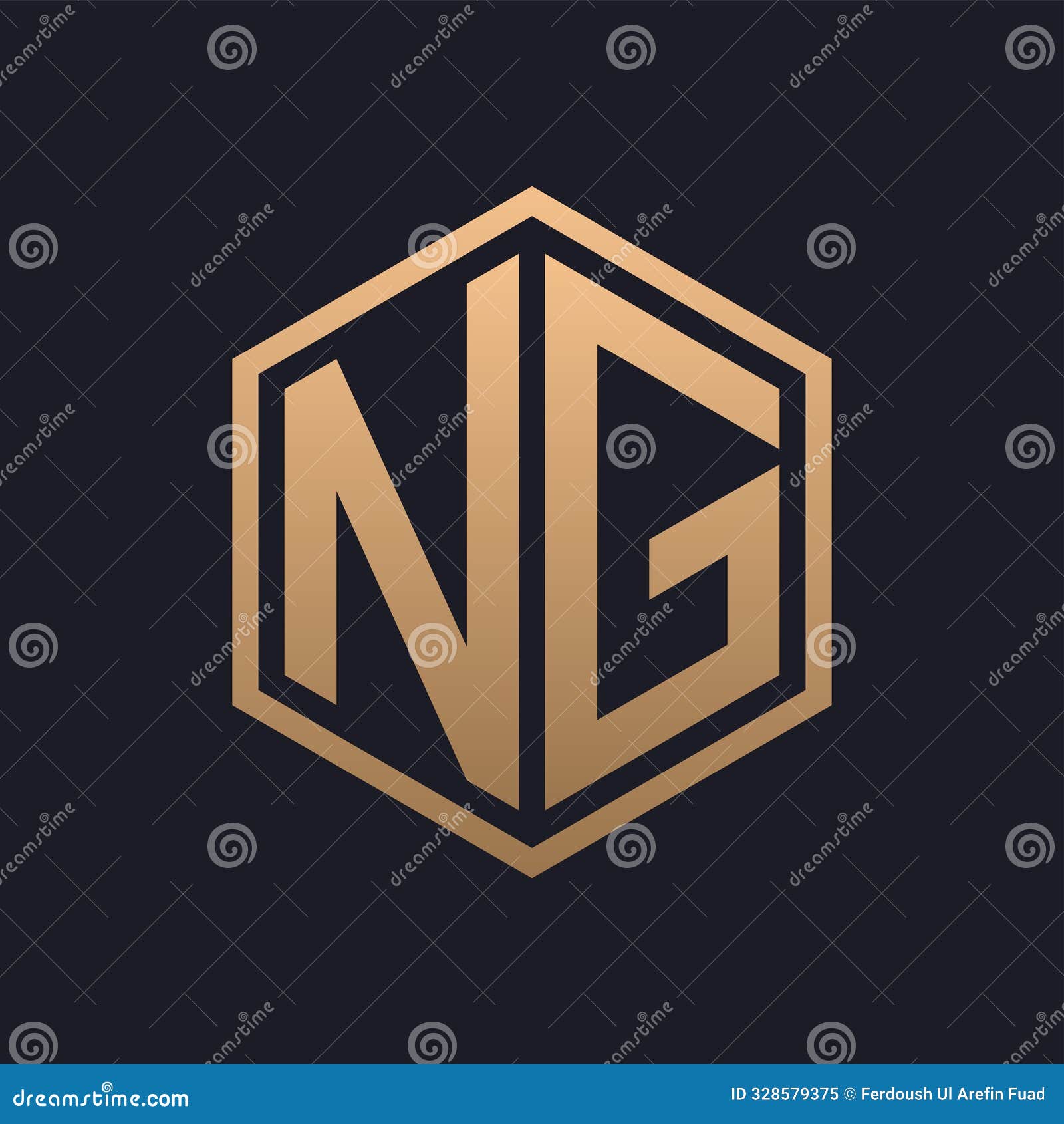 Elegant Hexagon Letter NG Logo Design. Initial Luxurious NG Logo ...