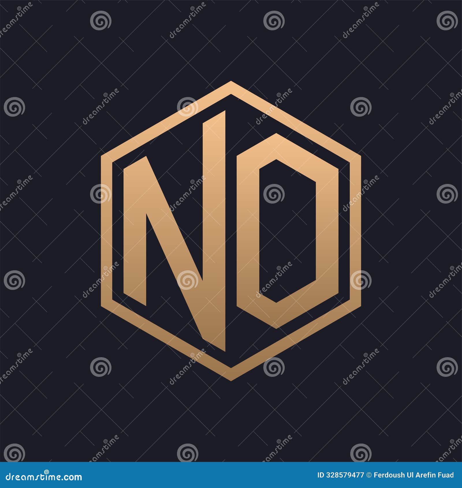 Elegant Hexagon Letter NO Logo Design. Initial Luxurious NO Logo ...