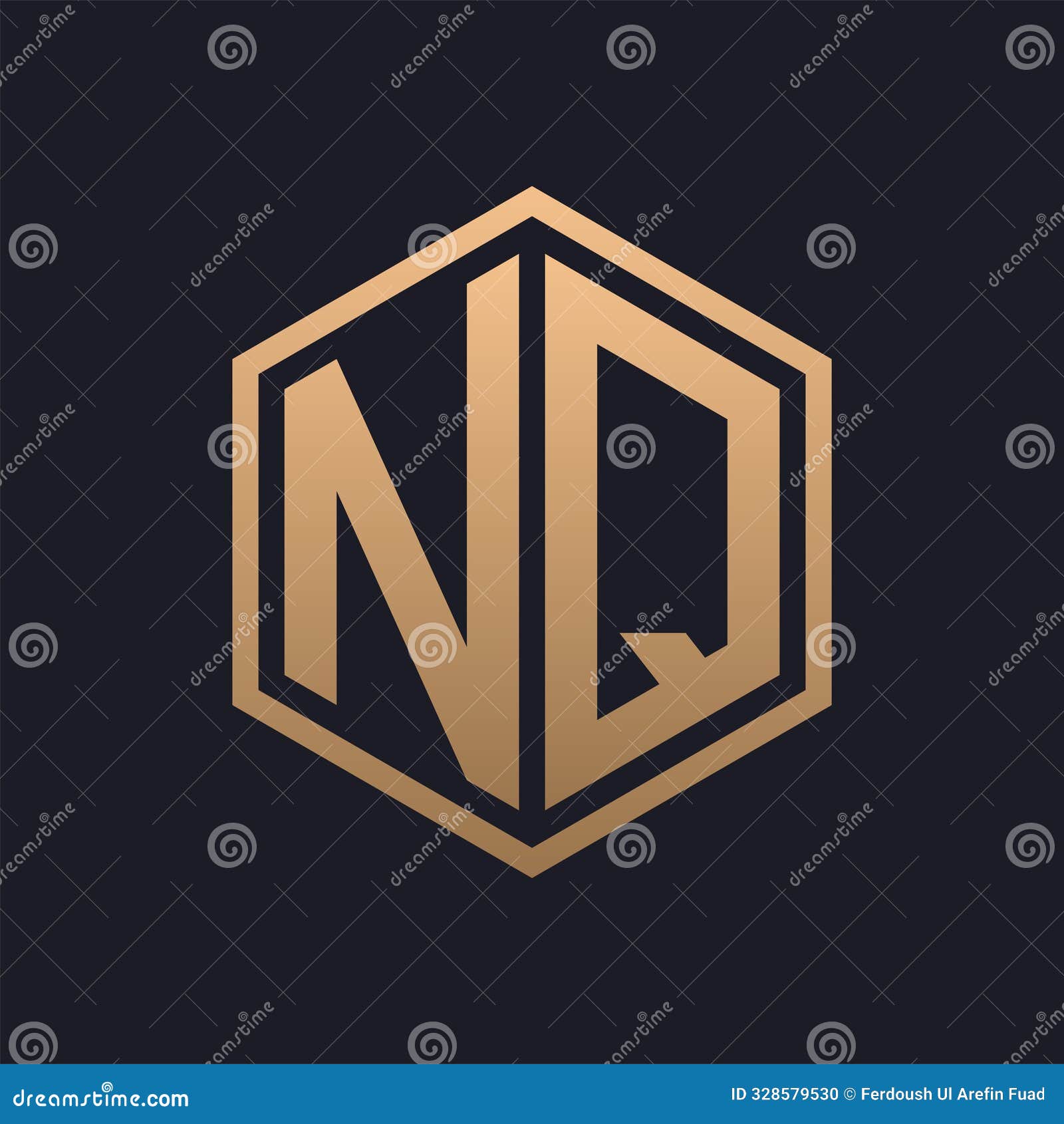 Elegant Hexagon Letter NQ Logo Design. Initial Luxurious NQ Logo ...
