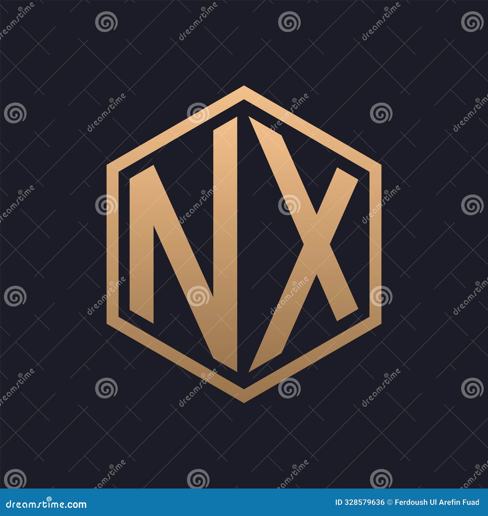 Elegant Hexagon Letter NX Logo Design. Initial Luxurious NX Logo ...