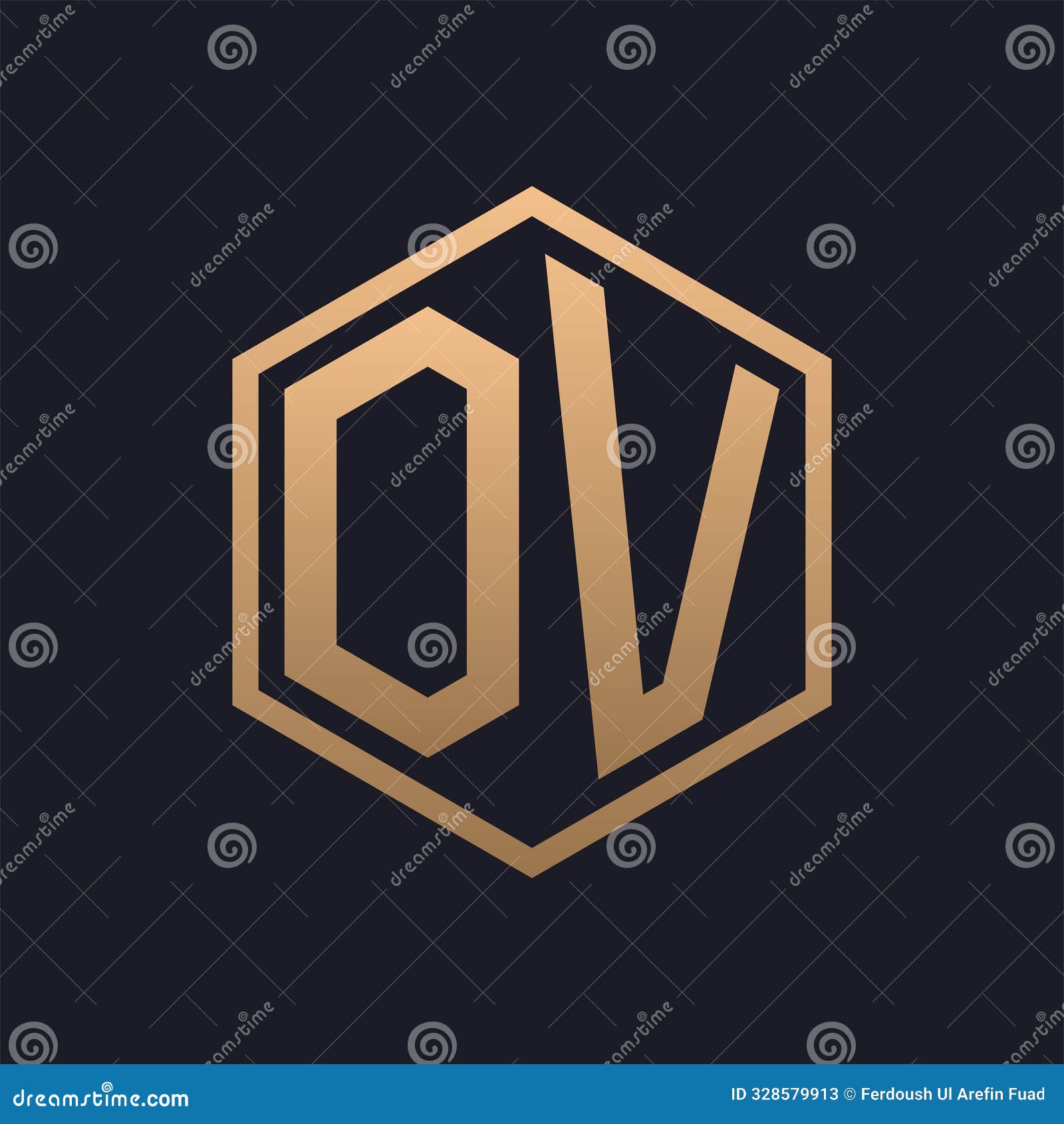 Elegant Hexagon Letter OV Logo Design. Initial Luxurious OV Logo ...