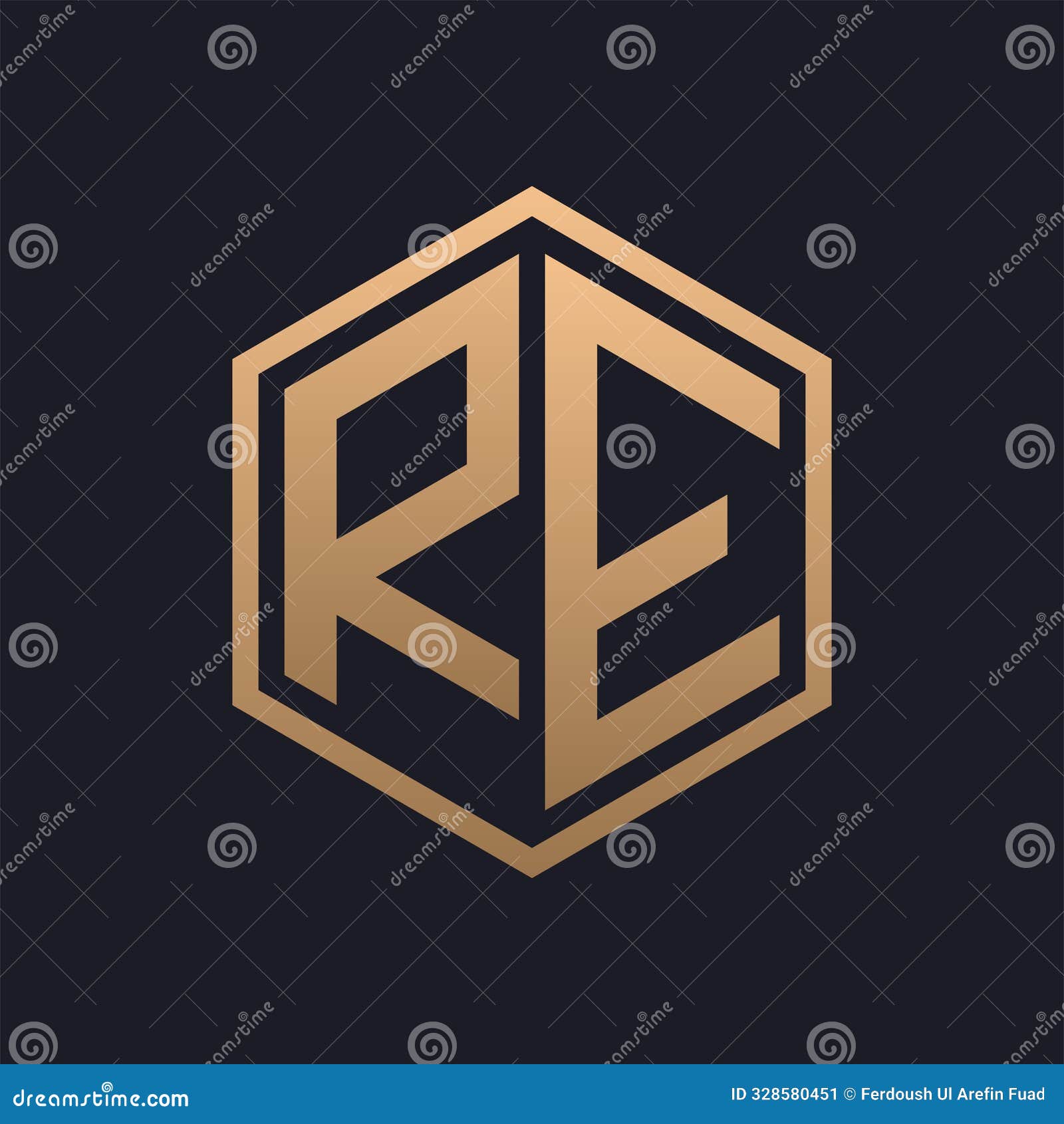 Elegant Hexagon Letter RE Logo Design. Initial Luxurious RE Logo ...