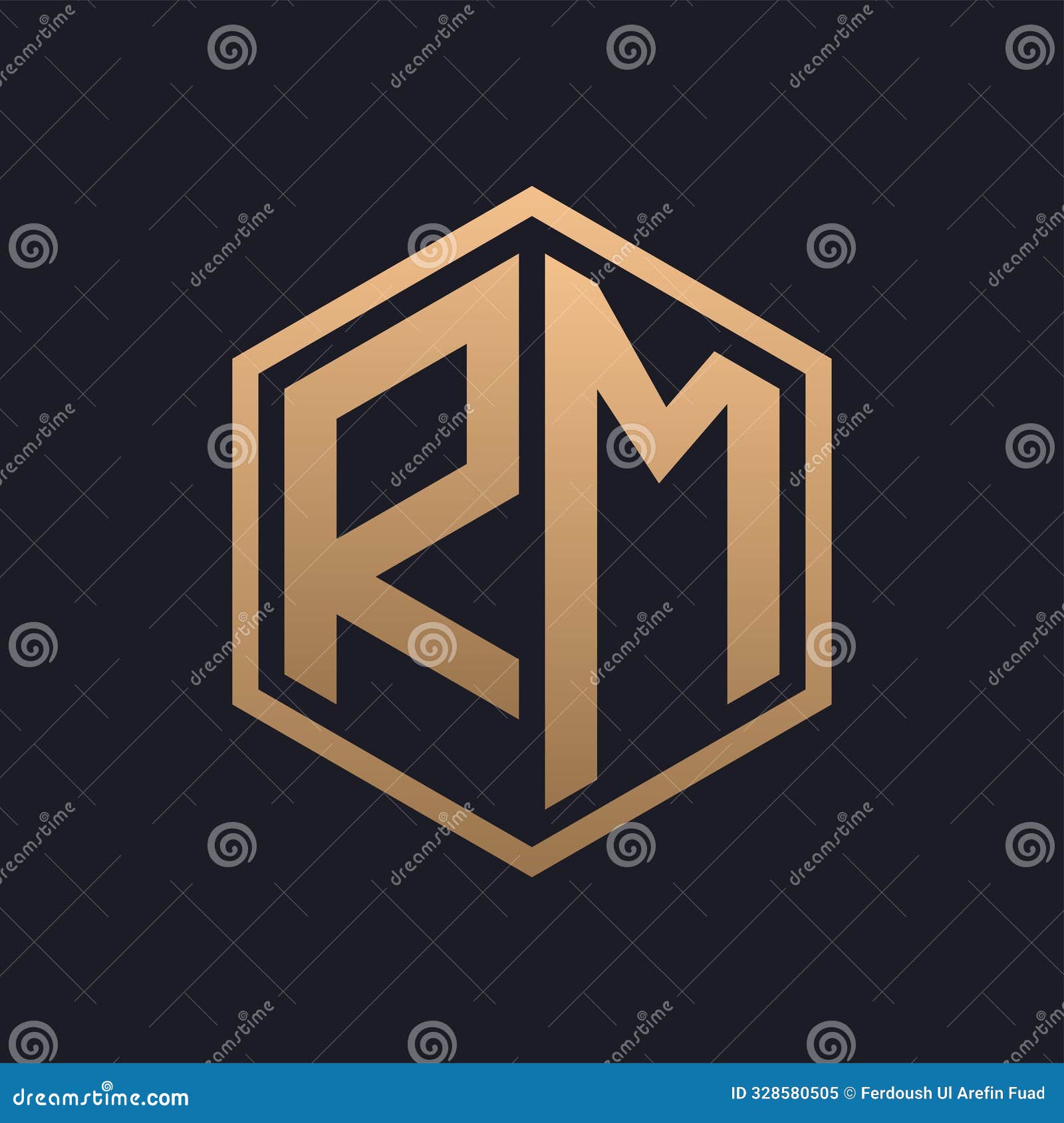 Elegant Hexagon Letter RM Logo Design. Initial Luxurious RM Logo ...