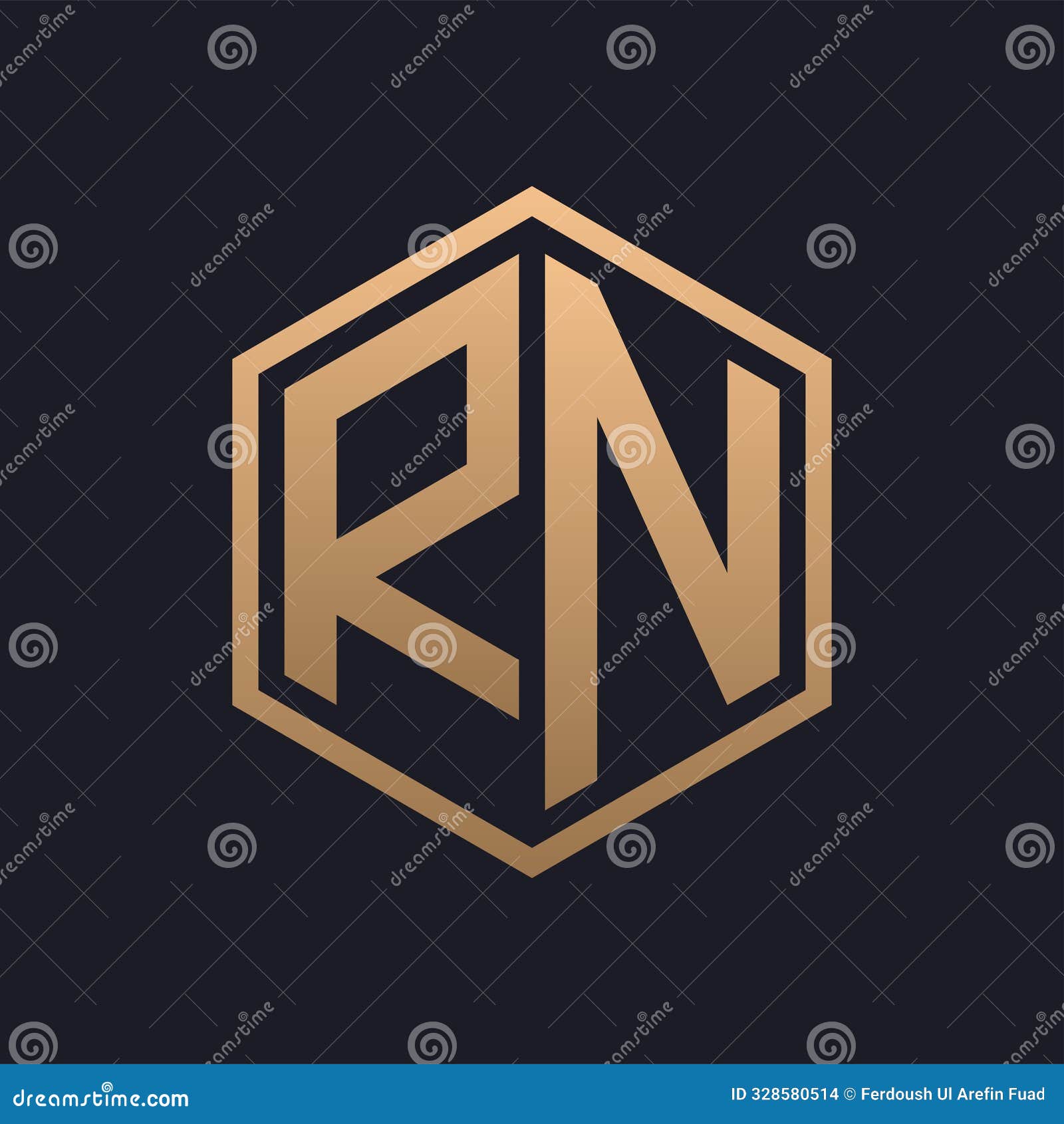 Elegant Hexagon Letter RN Logo Design. Initial Luxurious RN Logo ...