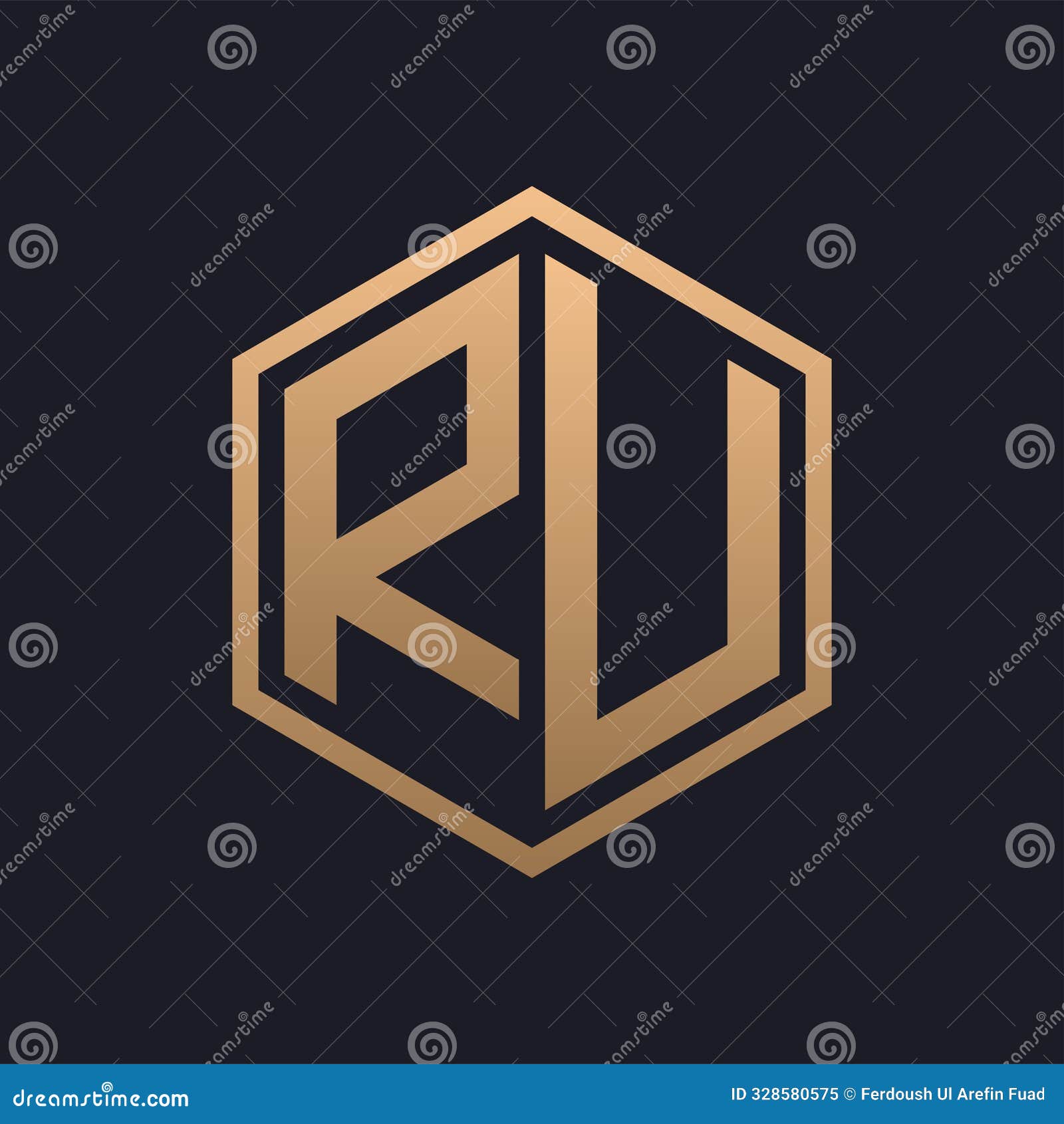 Elegant Hexagon Letter RU Logo Design. Initial Luxurious RU Logo ...