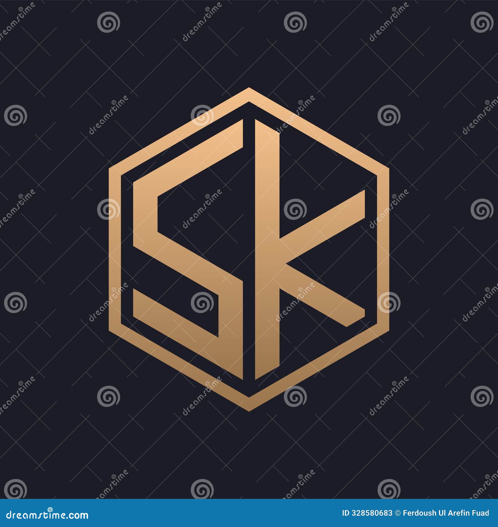 Elegant Hexagon Letter SK Logo Design. Initial Luxurious SK Logo ...
