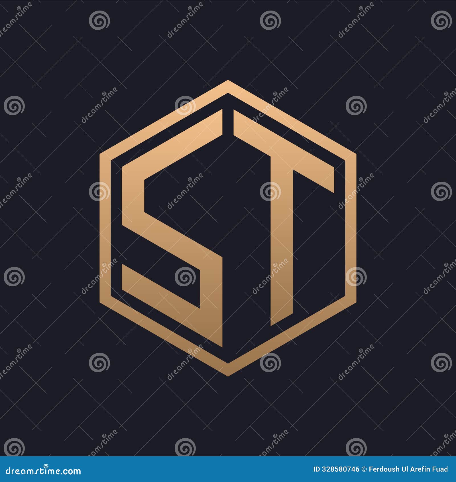 Elegant Hexagon Letter ST Logo Design. Initial Luxurious ST Logo ...