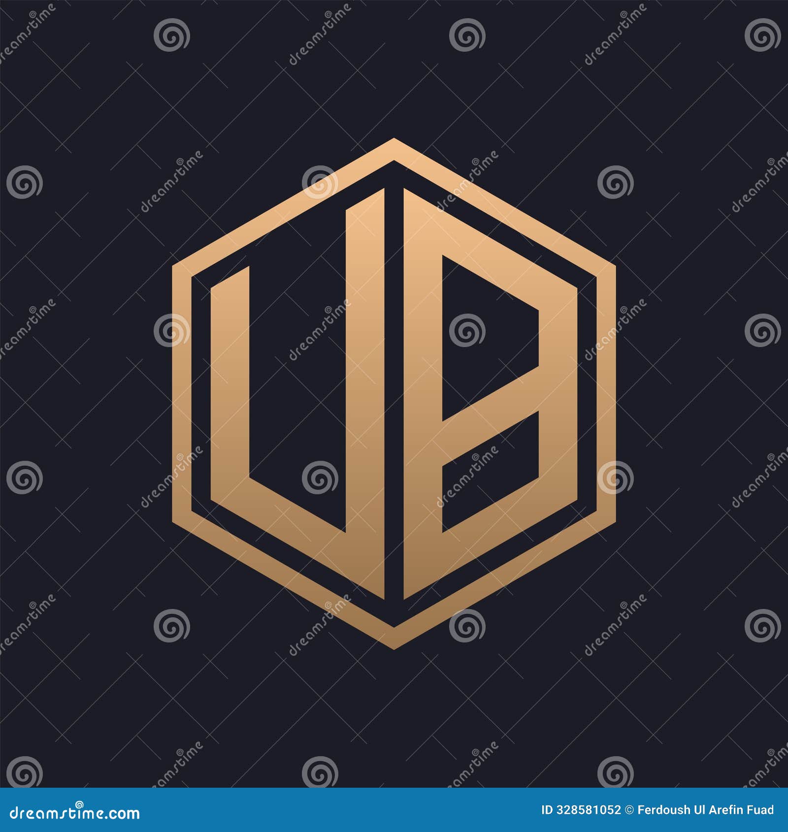 Elegant Hexagon Letter UB Logo Design. Initial Luxurious UB Logo ...