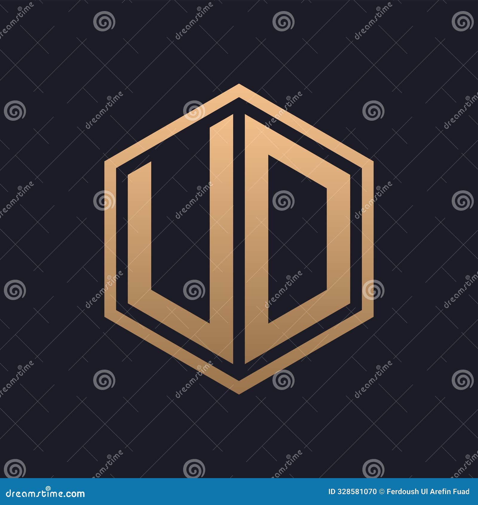 Elegant Hexagon Letter UD Logo Design. Initial Luxurious UD Logo ...