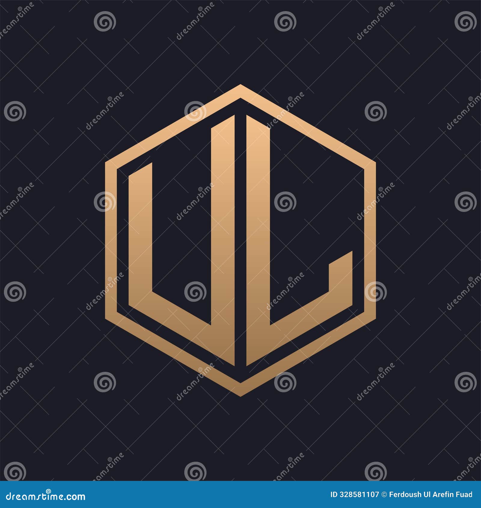 Elegant Hexagon Letter UL Logo Design. Initial Luxurious UL Logo ...