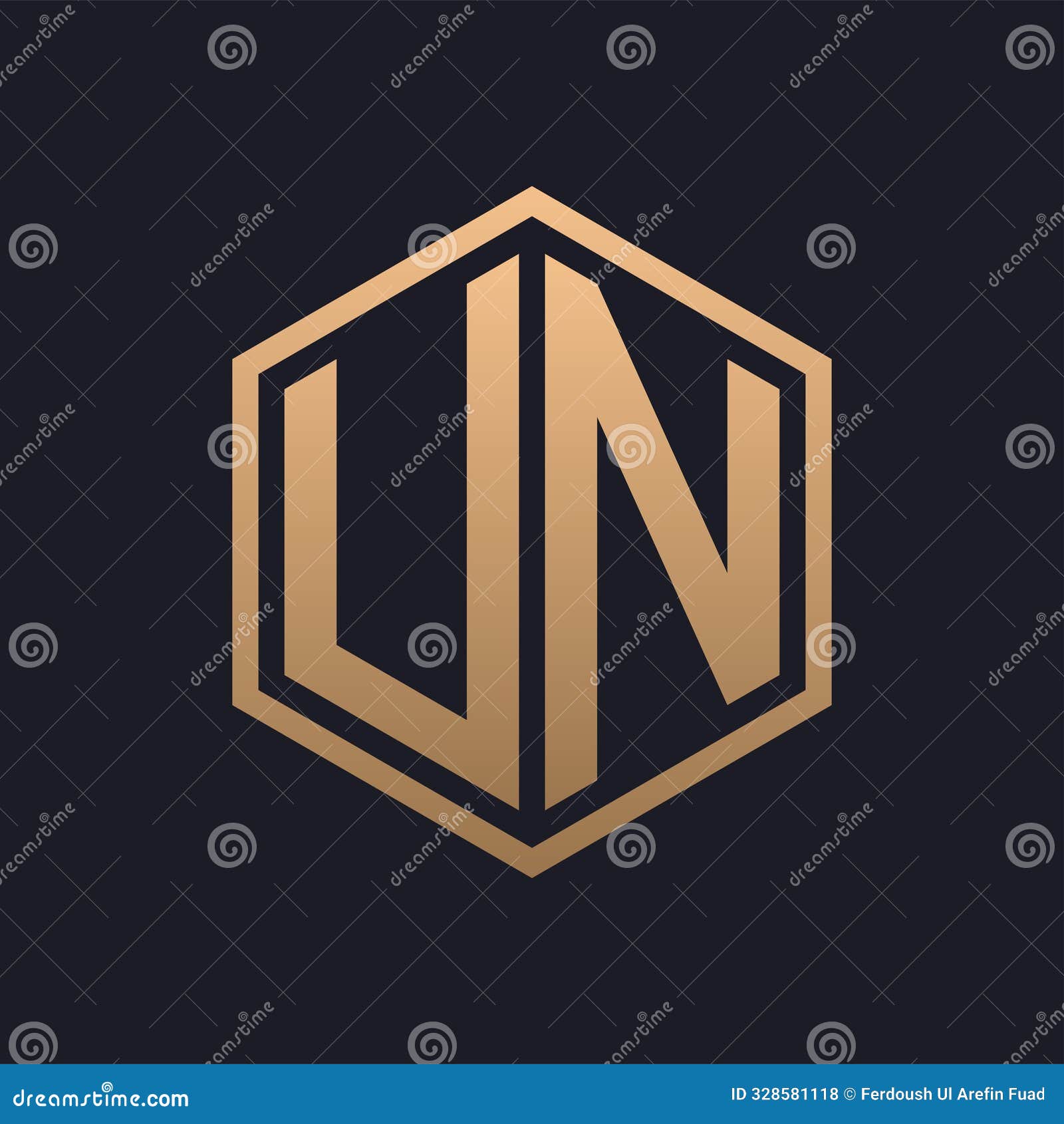 Elegant Hexagon Letter UN Logo Design. Initial Luxurious UN Logo ...