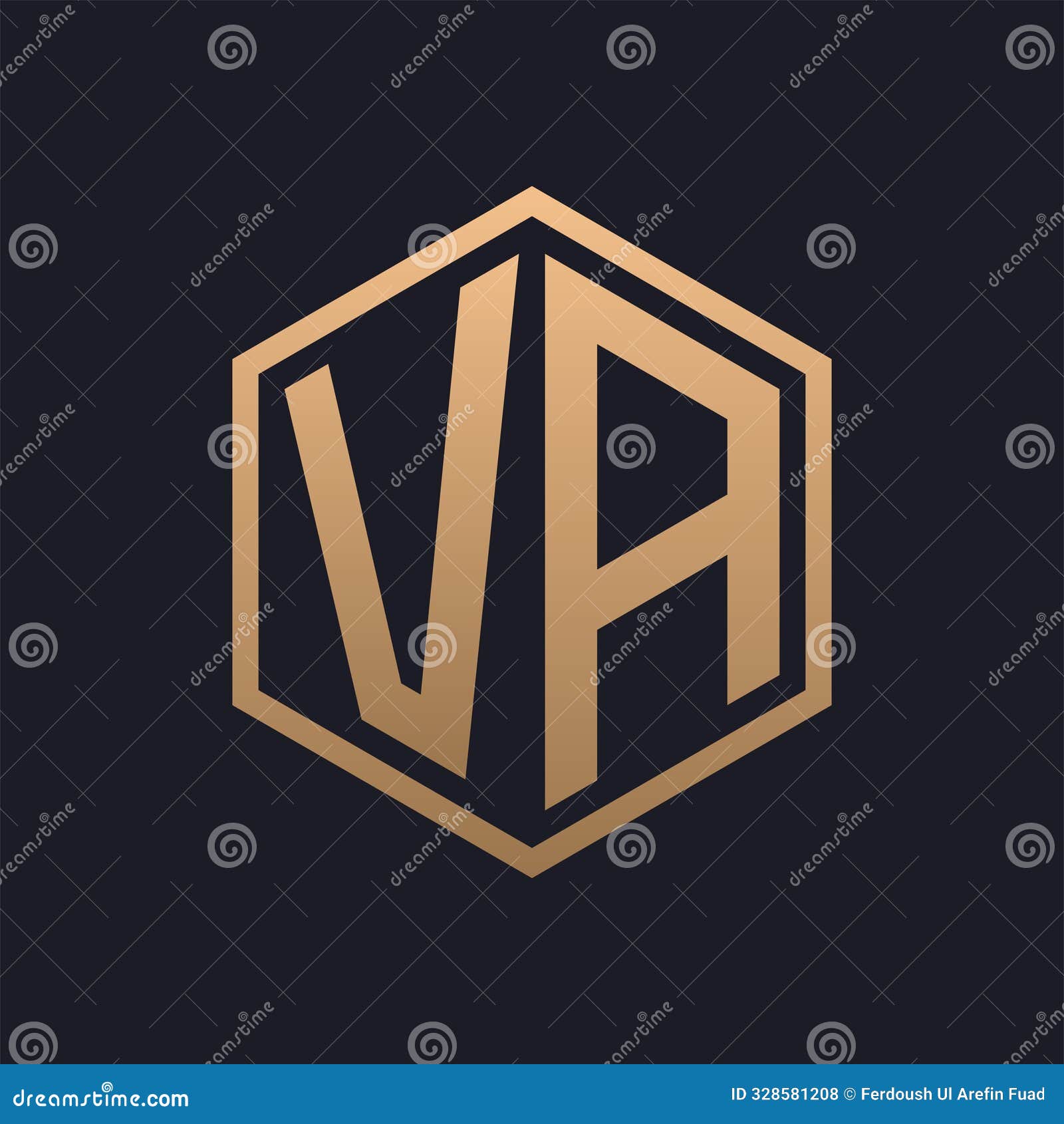 Elegant Hexagon Letter VA Logo Design. Initial Luxurious VA Logo ...