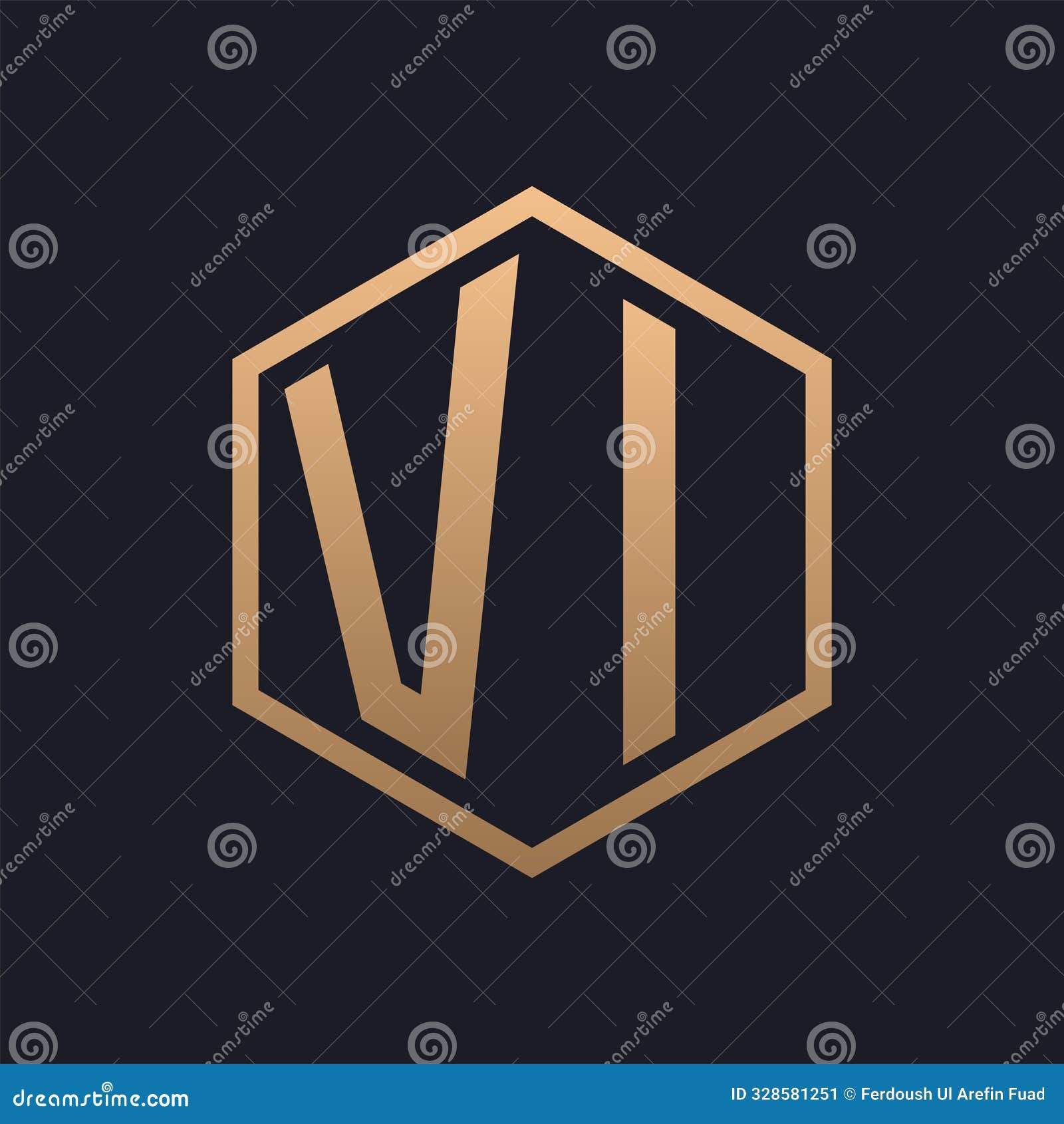 Elegant Hexagon Letter VI Logo Design. Initial Luxurious VI Logo ...