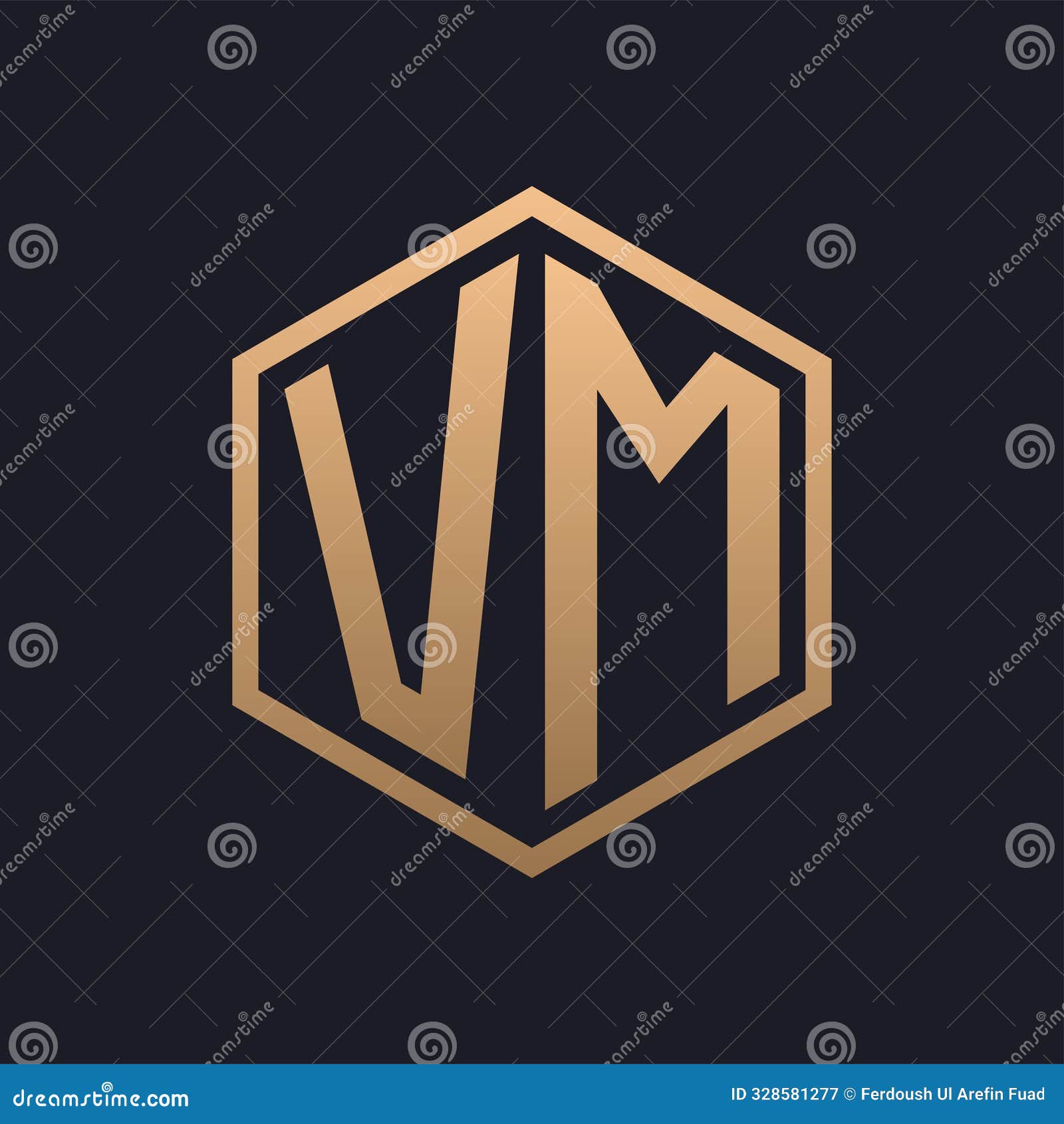 Elegant Hexagon Letter VM Logo Design. Initial Luxurious VM Logo ...