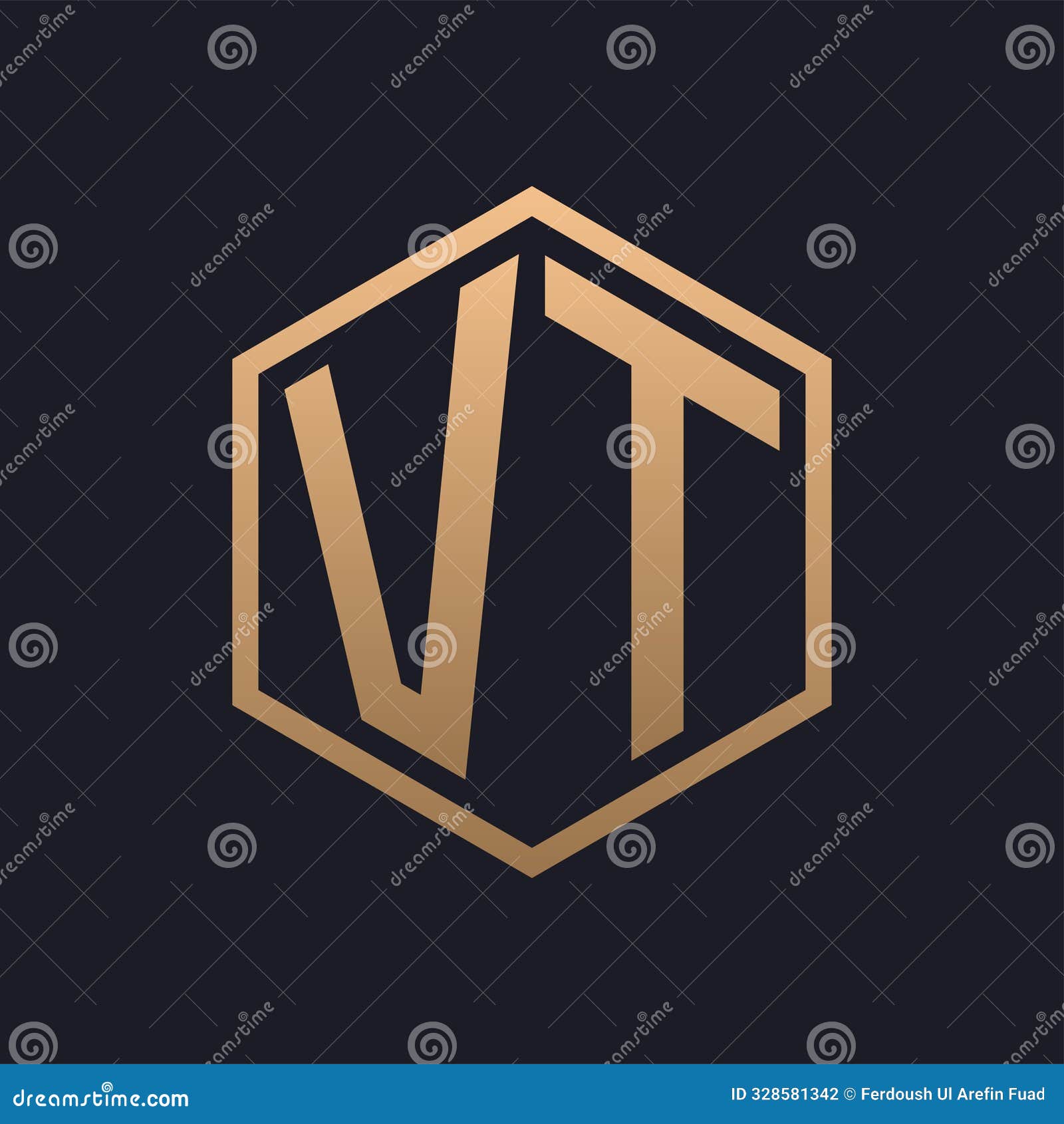 Elegant Hexagon Letter VT Logo Design. Initial Luxurious VT Logo ...