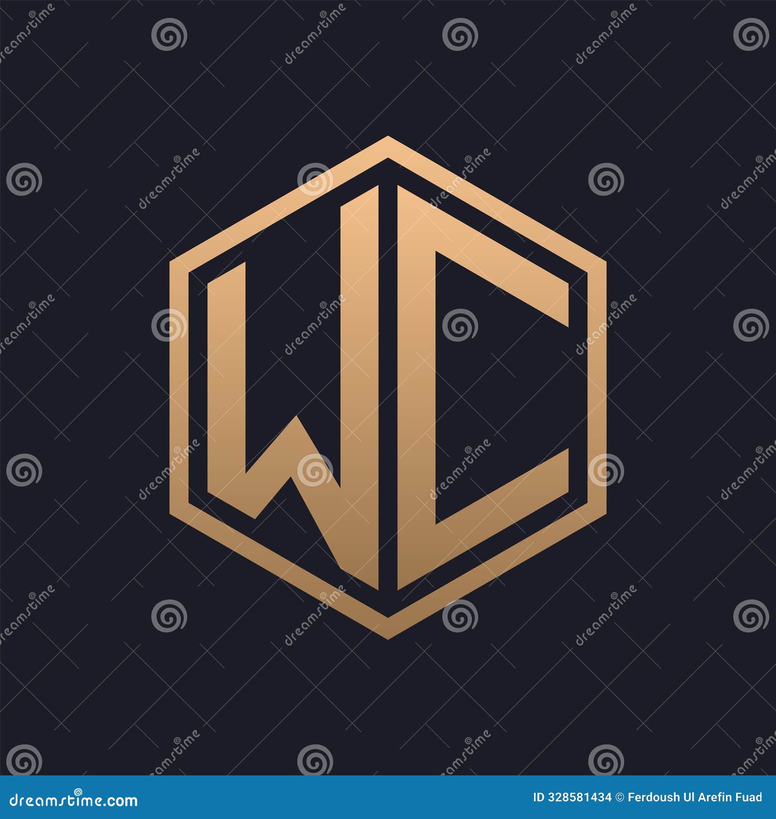Elegant Hexagon Letter WC Logo Design. Initial Luxurious WC Logo ...
