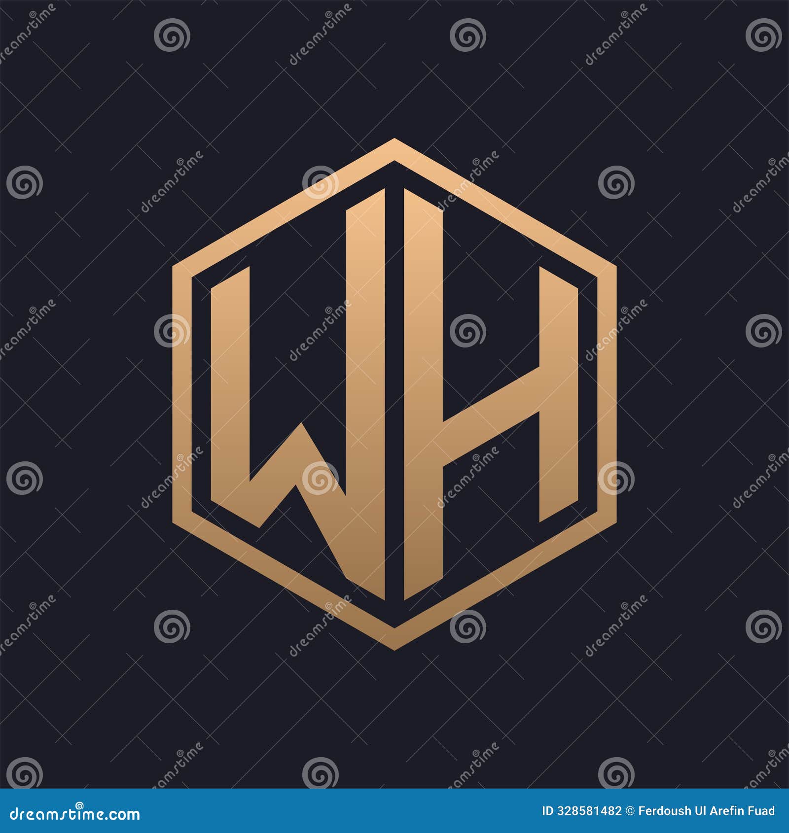 Elegant Hexagon Letter WH Logo Design. Initial Luxurious WH Logo ...