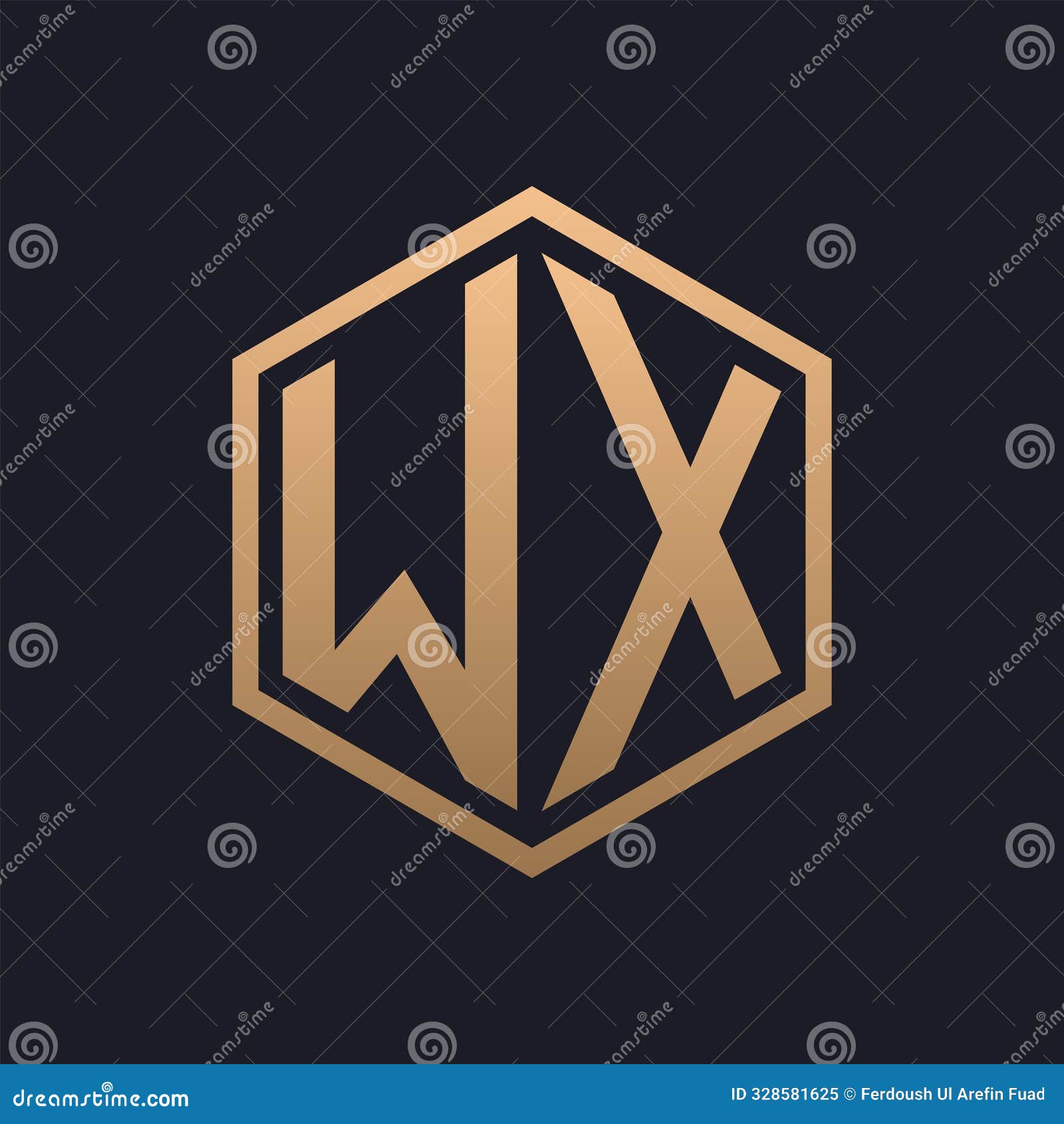 Elegant Hexagon Letter WX Logo Design. Initial Luxurious WX Logo ...