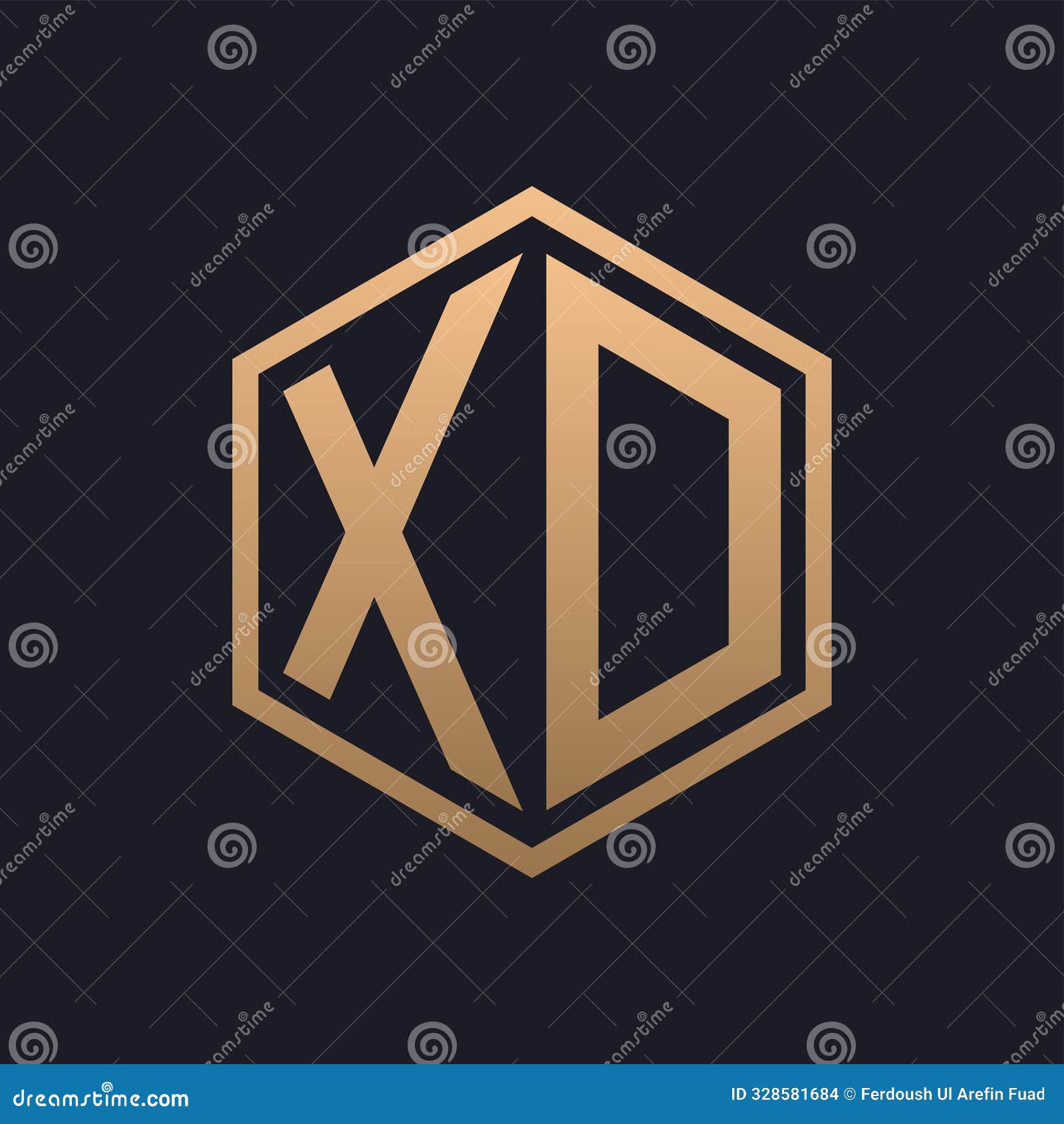 Elegant Hexagon Letter XD Logo Design. Initial Luxurious XD Logo ...