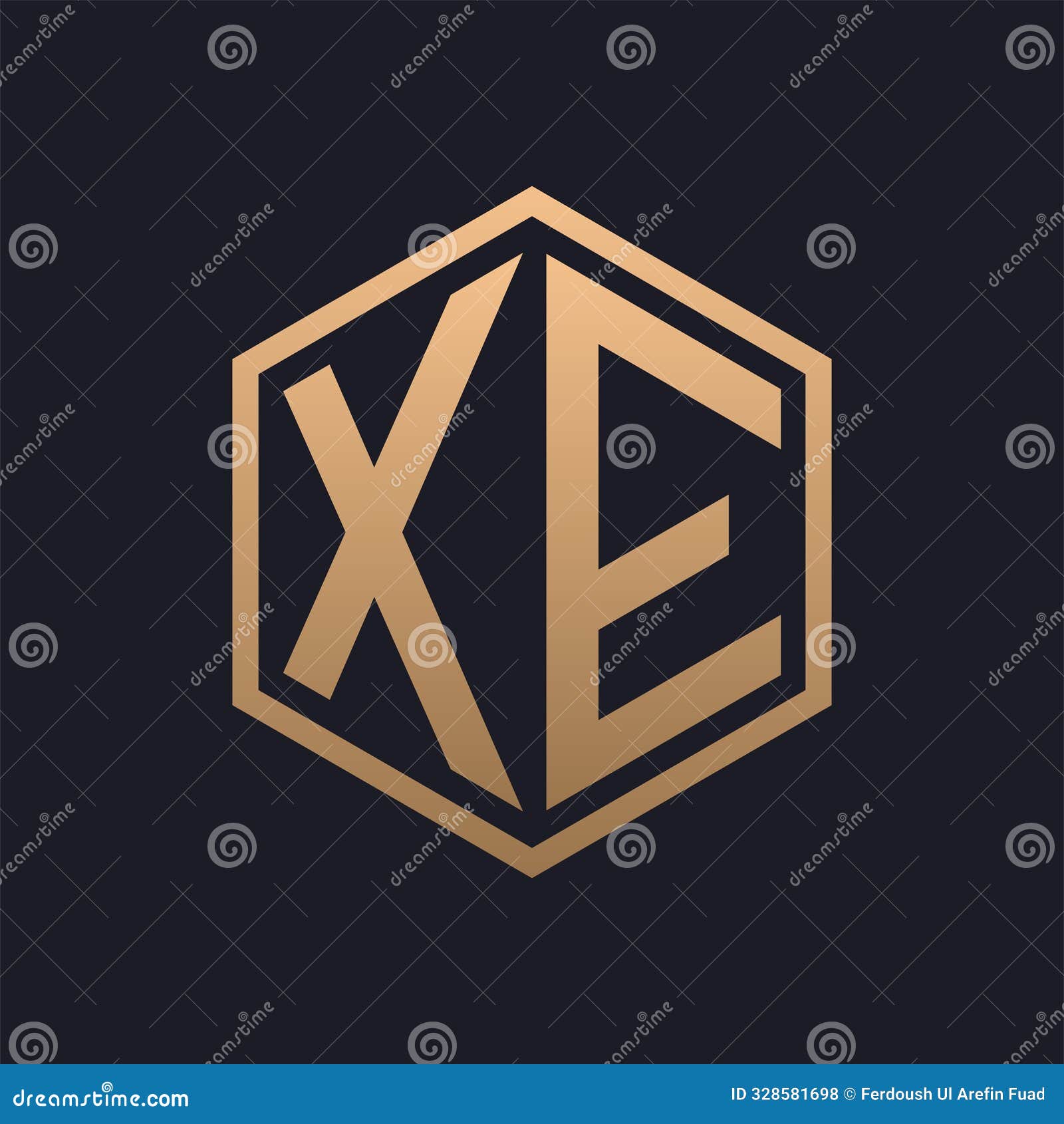 Elegant Hexagon Letter XE Logo Design. Initial Luxurious XE Logo ...