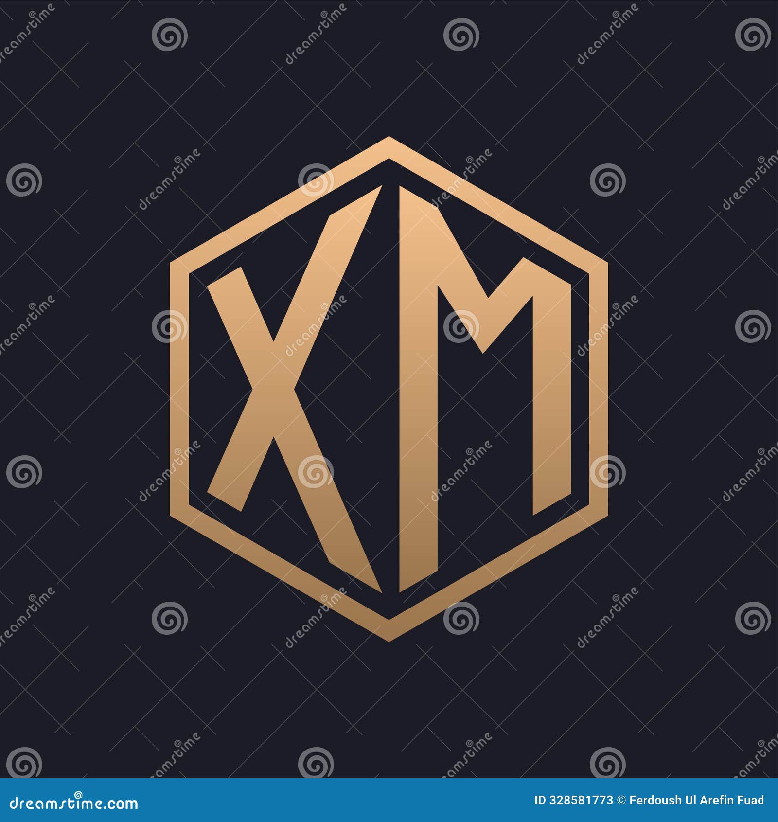 Elegant Hexagon Letter XM Logo Design. Initial Luxurious XM Logo ...