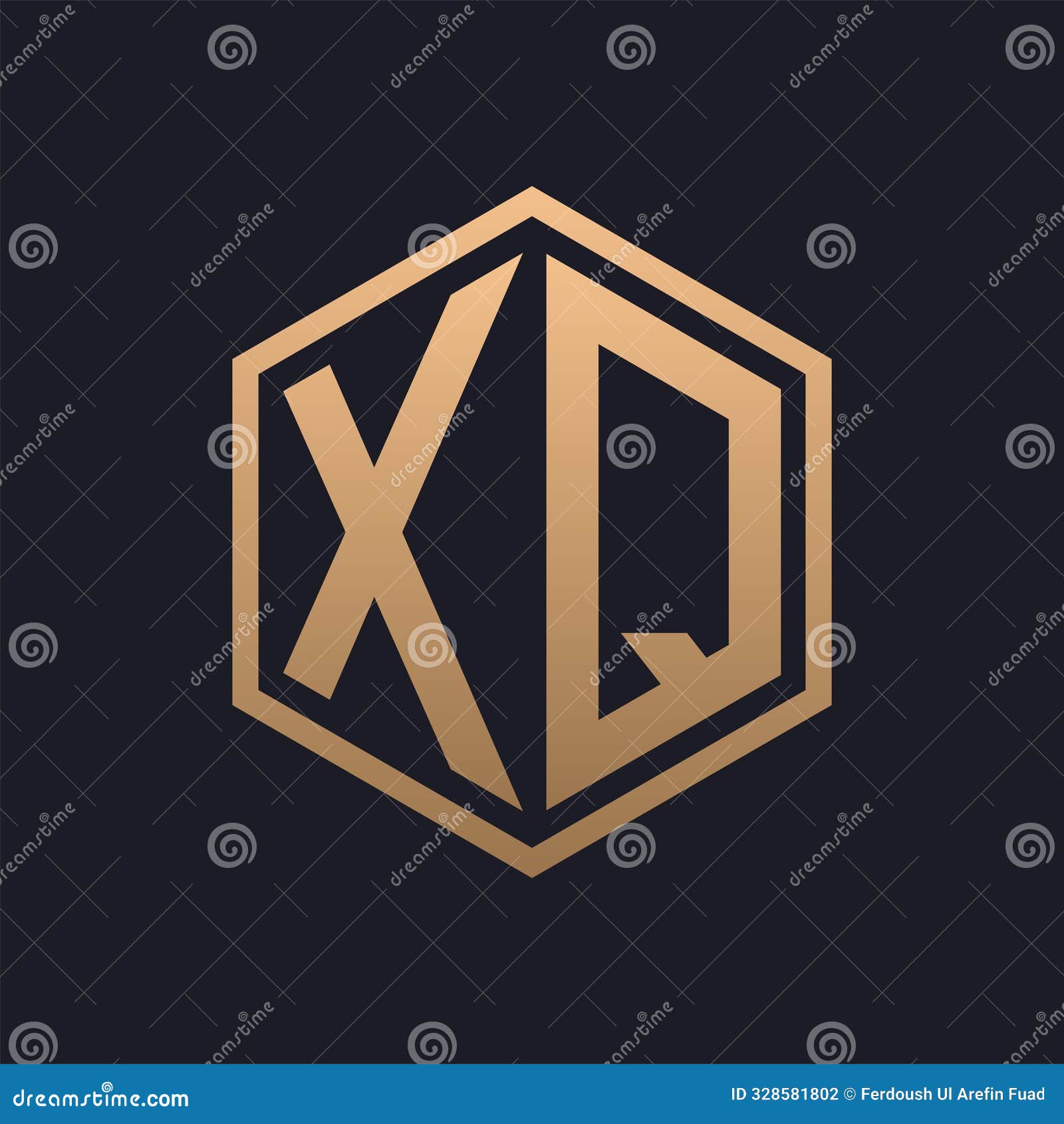 Elegant Hexagon Letter XQ Logo Design. Initial Luxurious XQ Logo ...