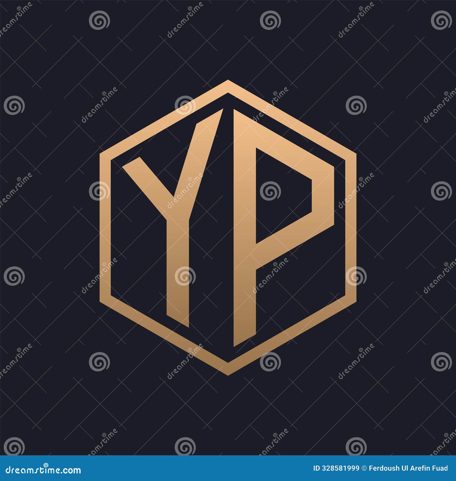 Elegant Hexagon Letter YP Logo Design. Initial Luxurious YP Logo ...